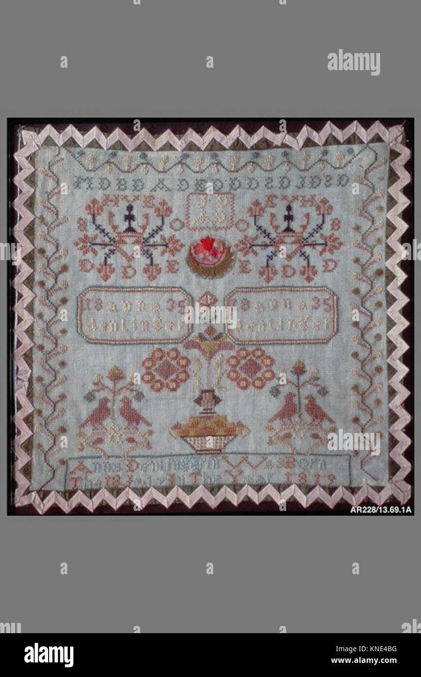 This embroidered sampler, part of the MET collection with reference ...