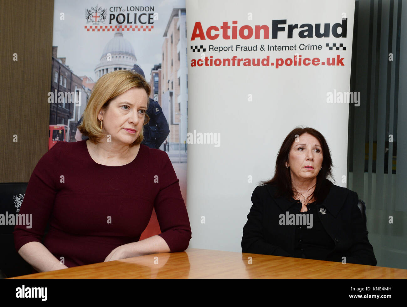 Home Secretary Amber Rudd with Karen Mackie (right) who was a victim of ...