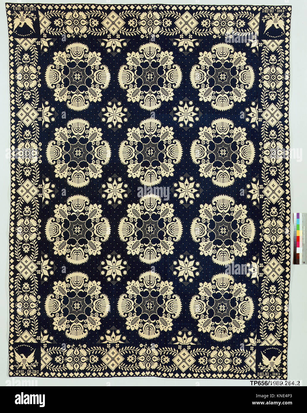This coverlet, preserved in the MET collection, features intricate ...
