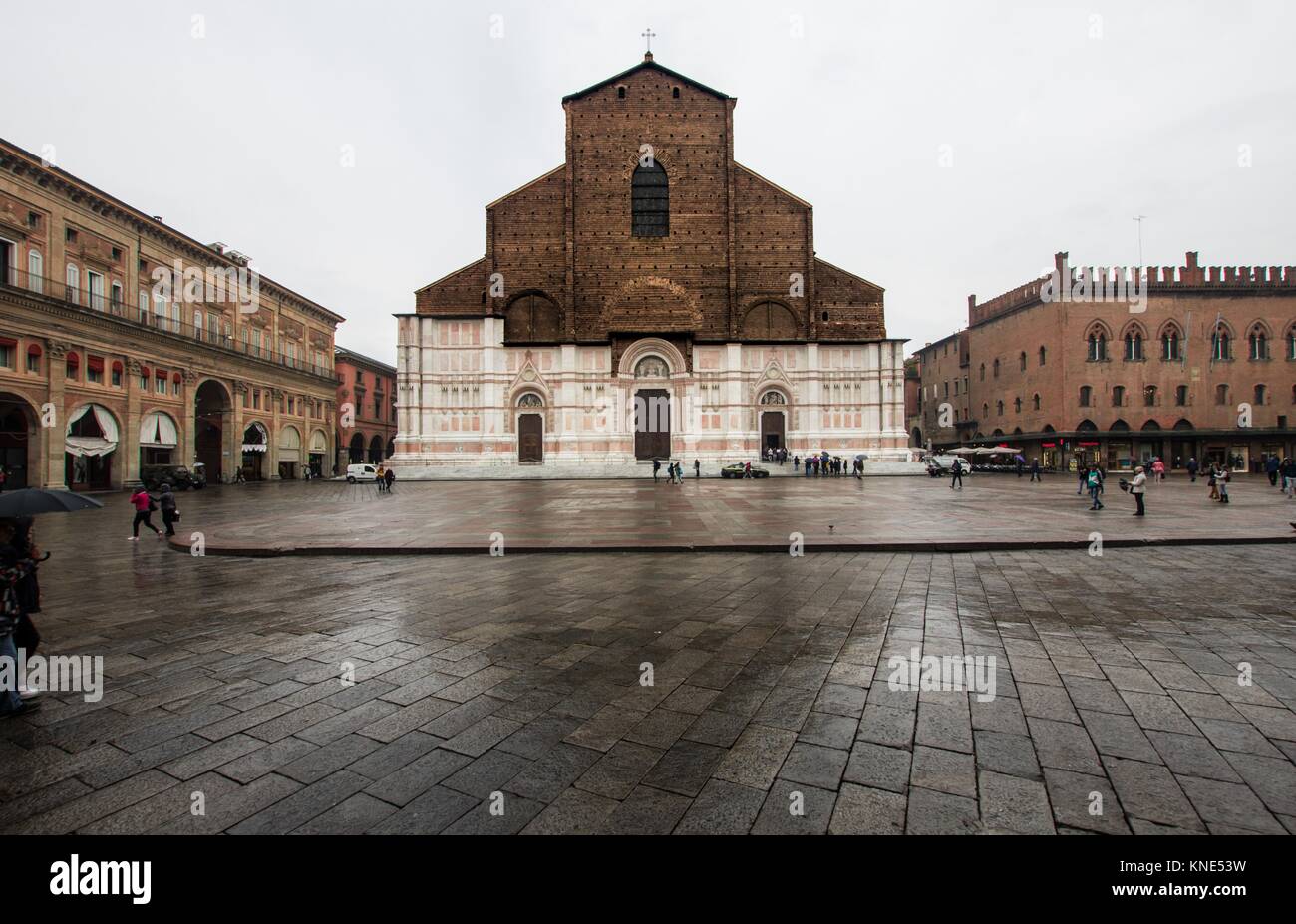 Maggiore Square and the Basilica of San Petronio. Bologna, Italy Stock ...