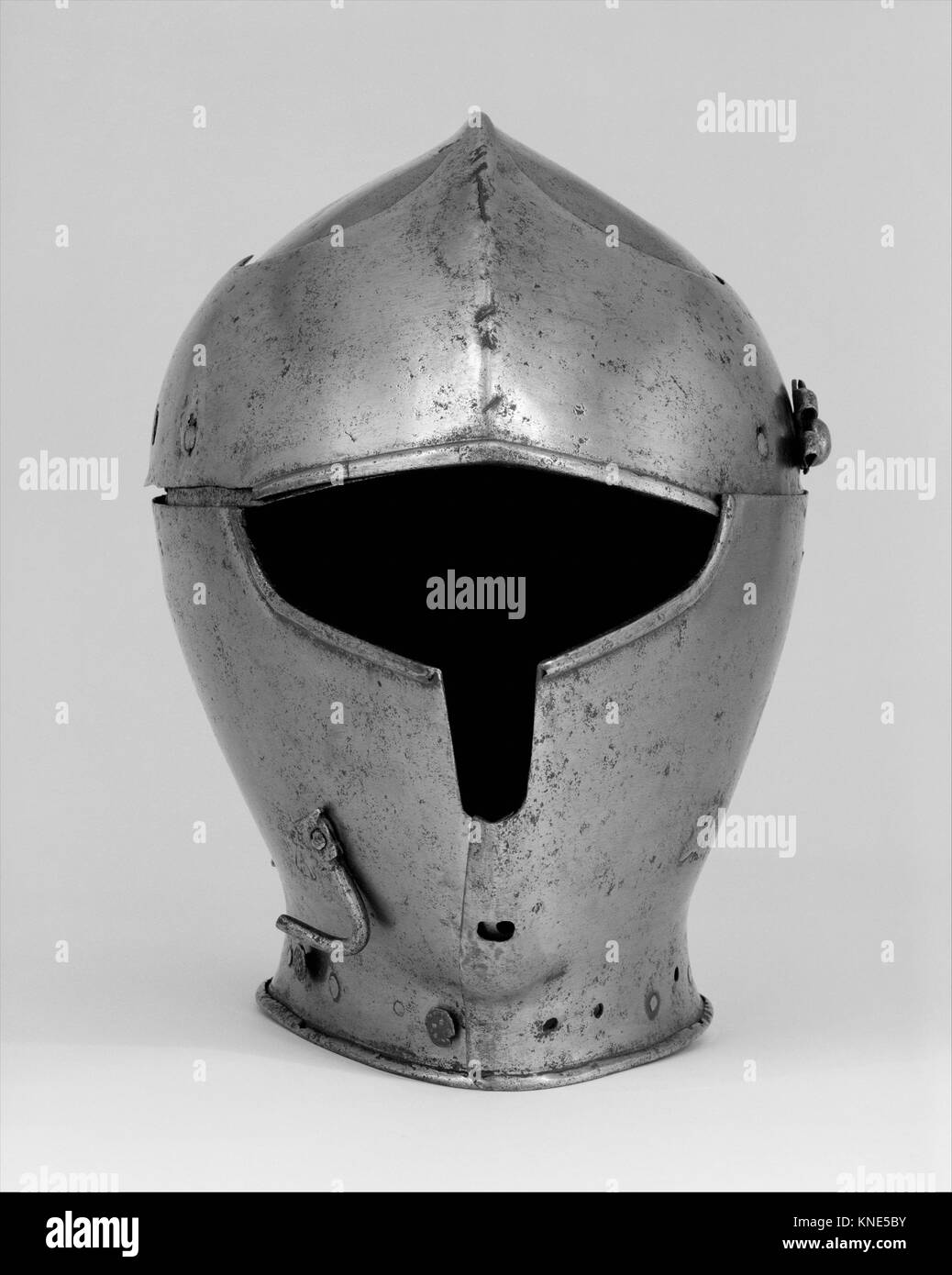 An armet helmet from medieval armor showing functional design and ...