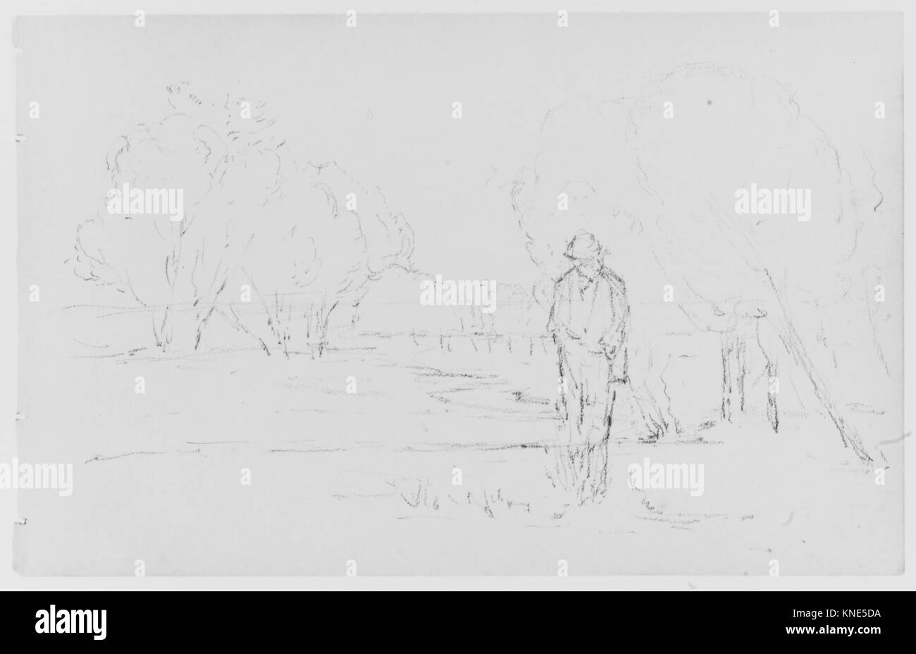 This sketch of a farmer captures agrarian life, posture, movement, and ...
