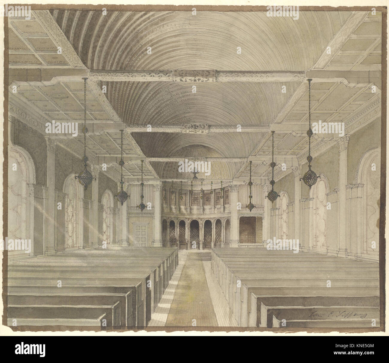 This design illustrates architectural plans for a nave, showcasing ...