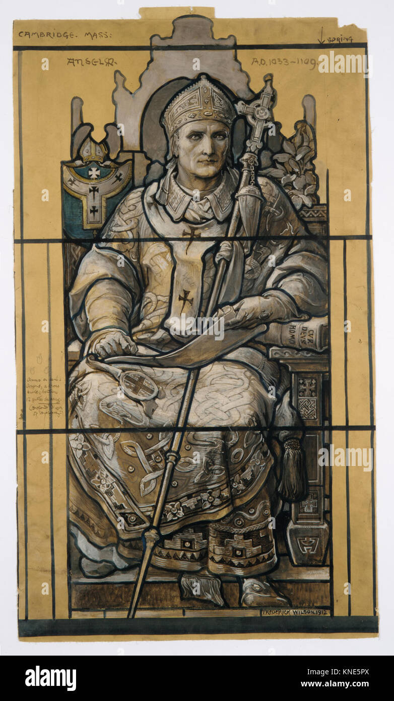 A window cartoon depicting Saint Anselm, illustrating Christian ...