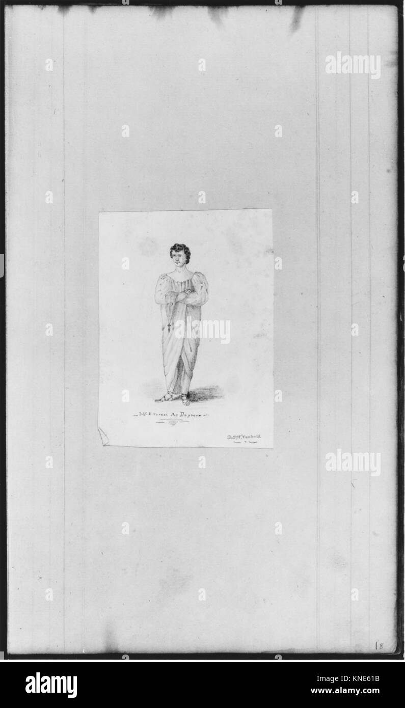 This drawing from a sketchbook depicts Mr. E. Forest as Daymen, showing ...
