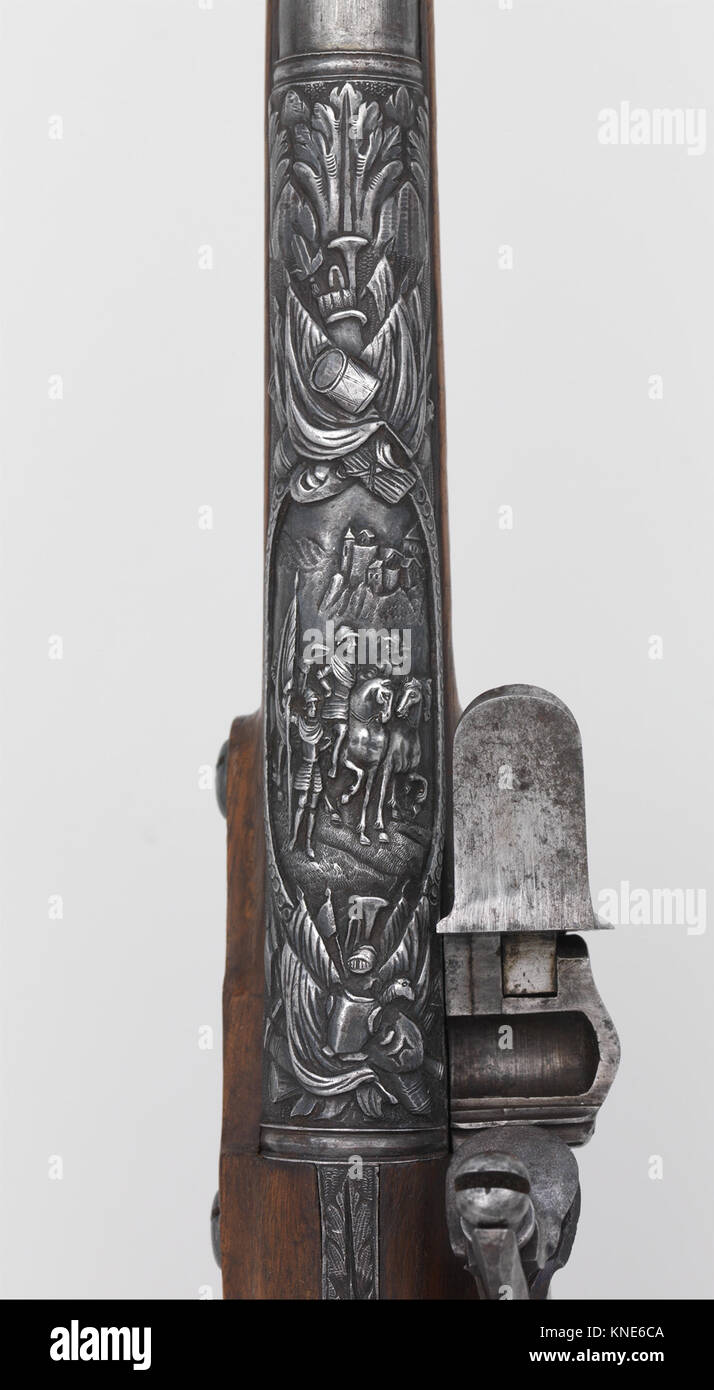 This flintlock pistol, a significant weapon from the 17th and 18th ...