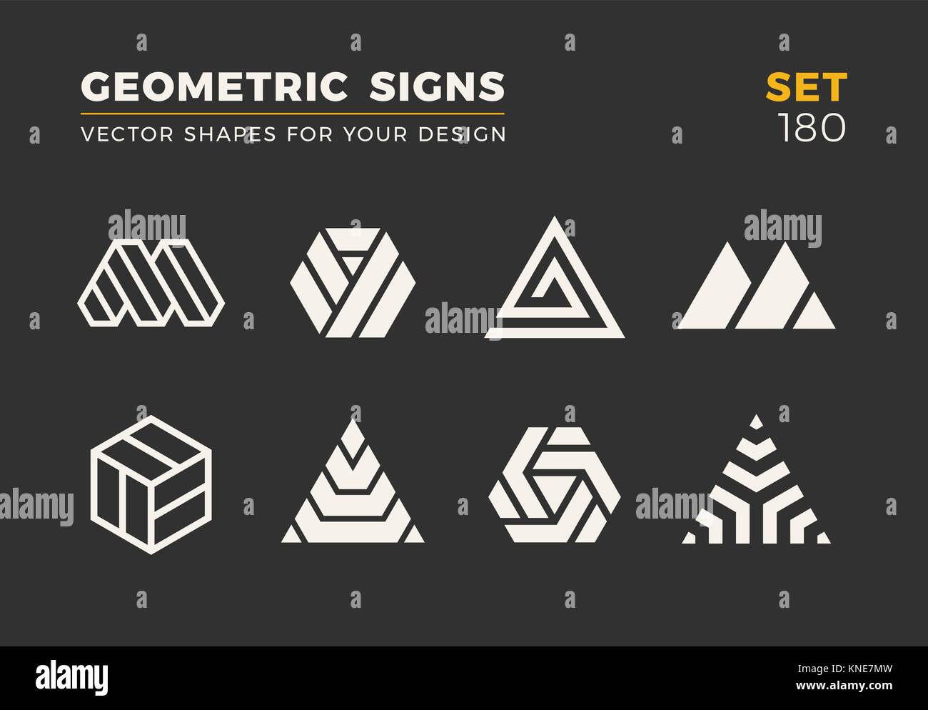 Set of eight minimalistic trendy shapes. Stylish vector logo emblems ...