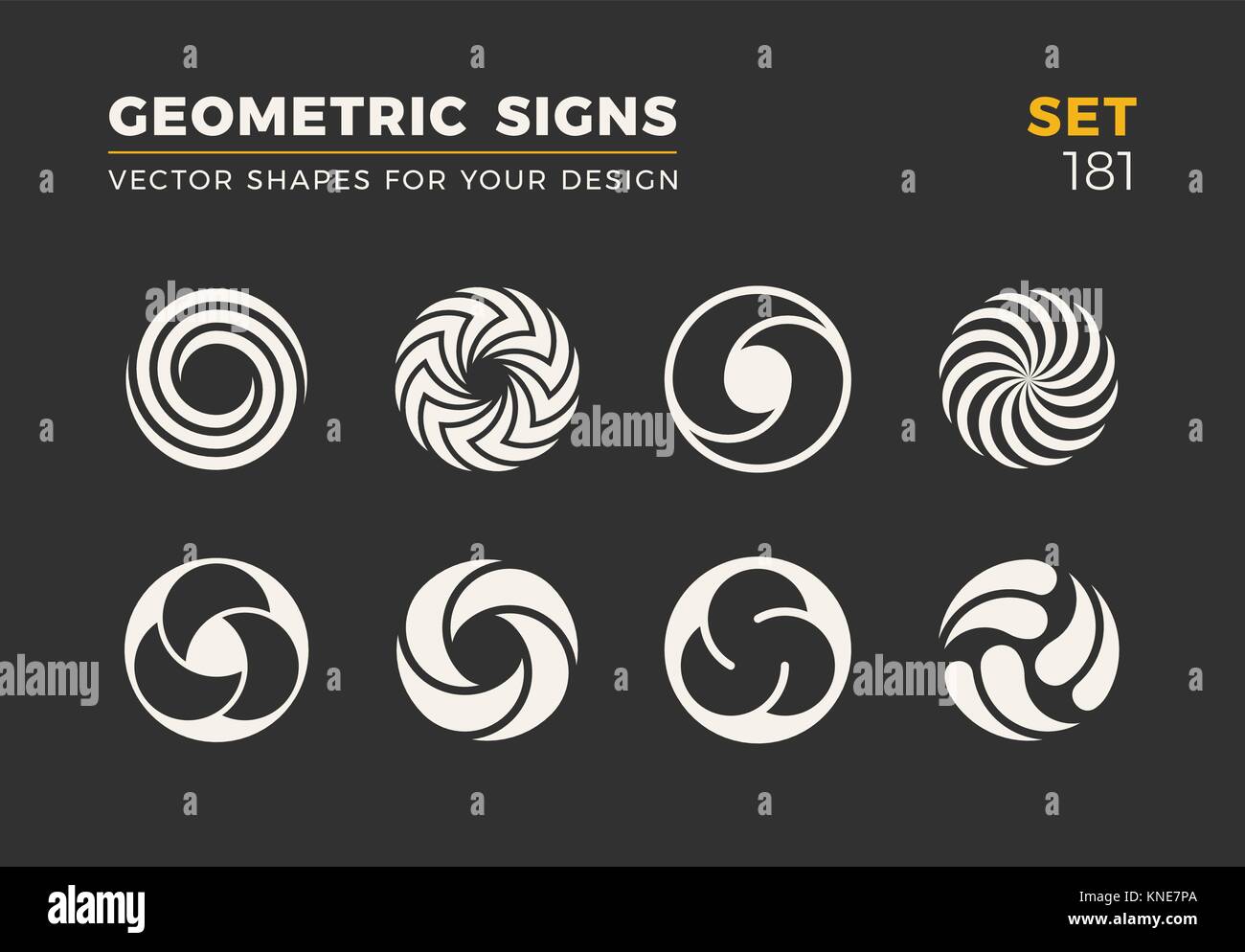 Set of eight minimalistic trendy shapes. Stylish vector logo emblems ...