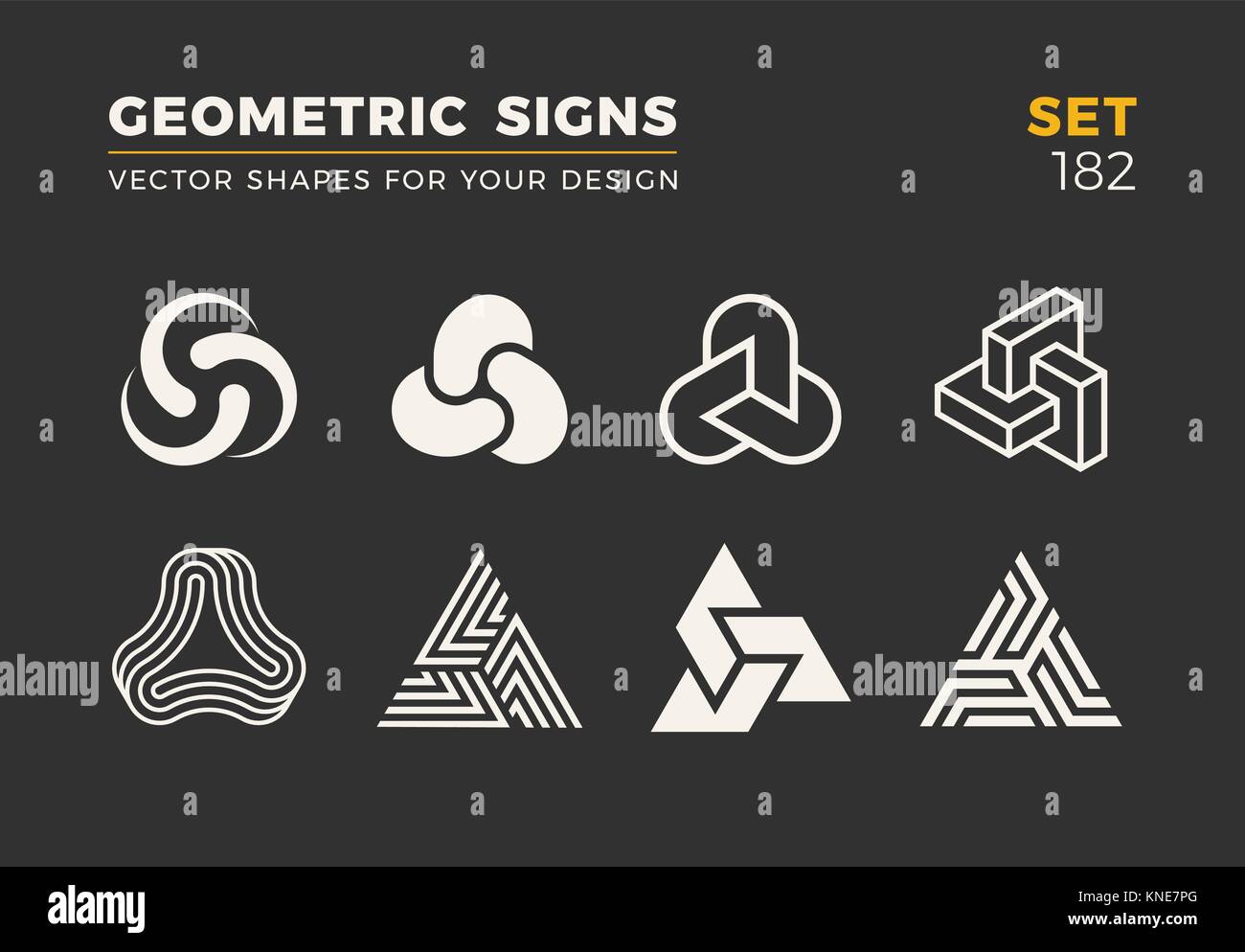 Set of eight minimalistic trendy shapes. Stylish vector logo emblems ...