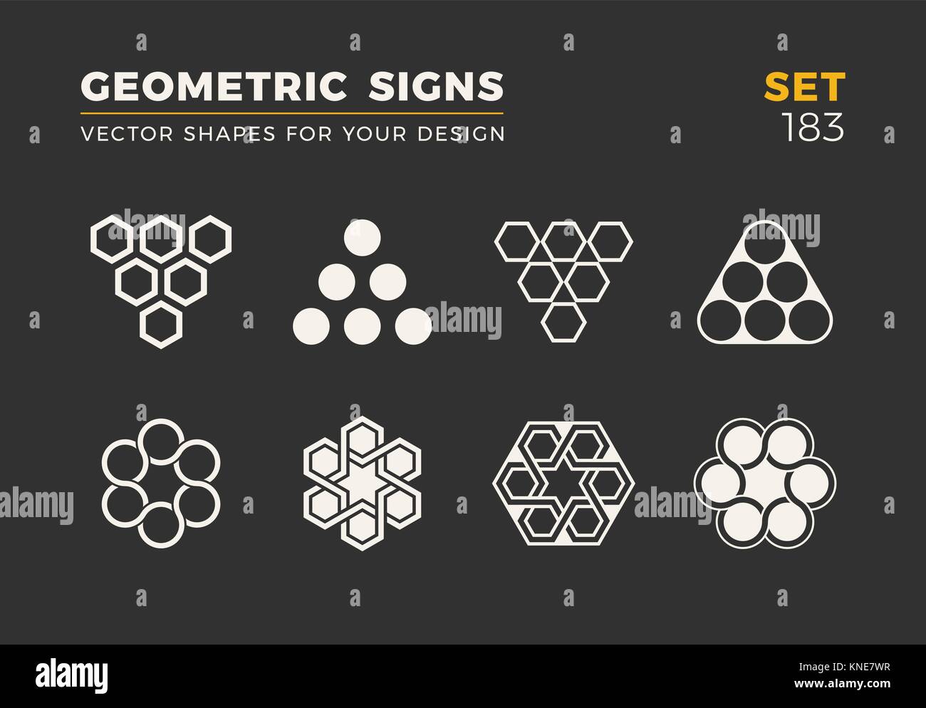 Set of eight minimalistic trendy shapes. Stylish vector logo emblems ...