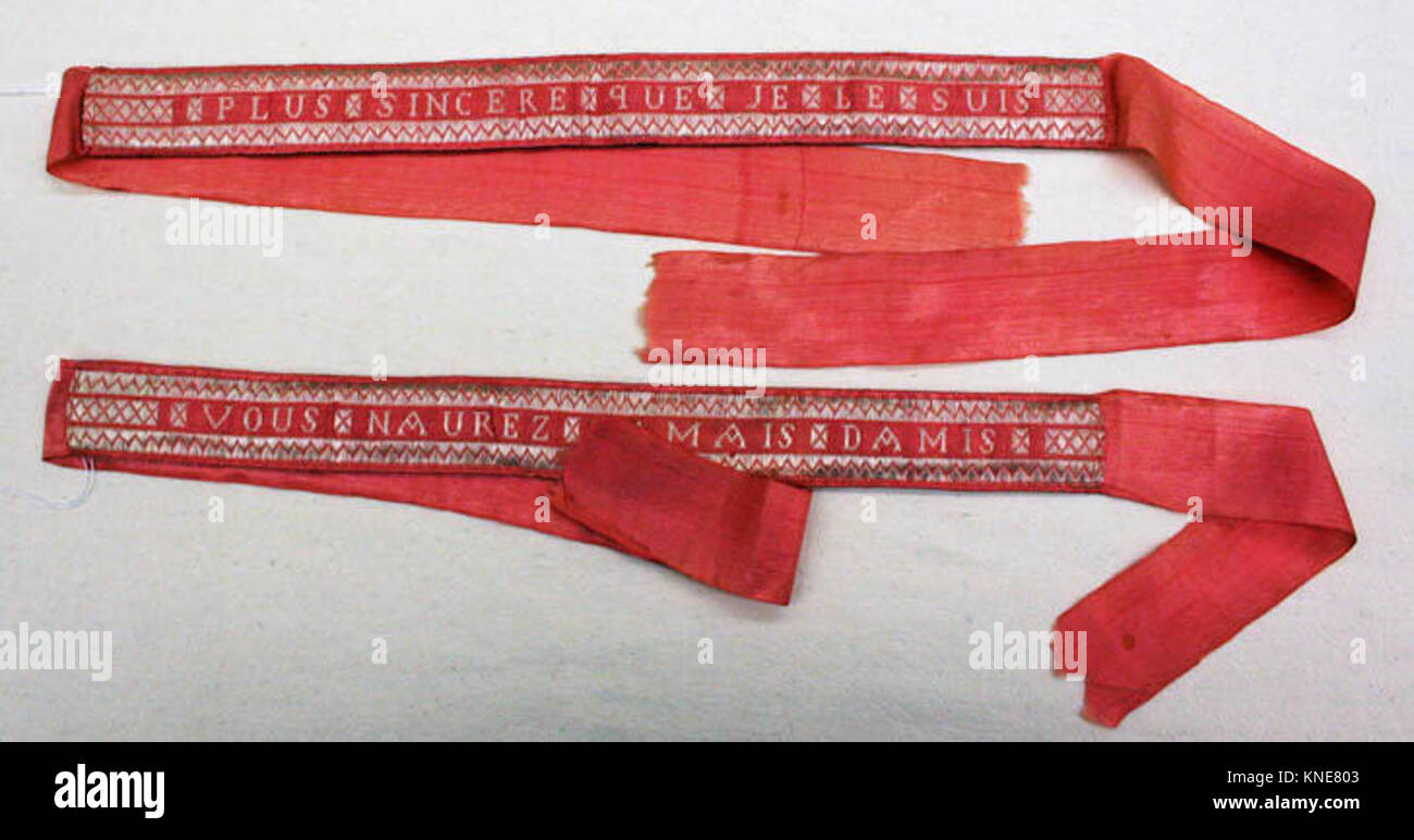 These garters are intricately designed accessories, likely worn as part ...