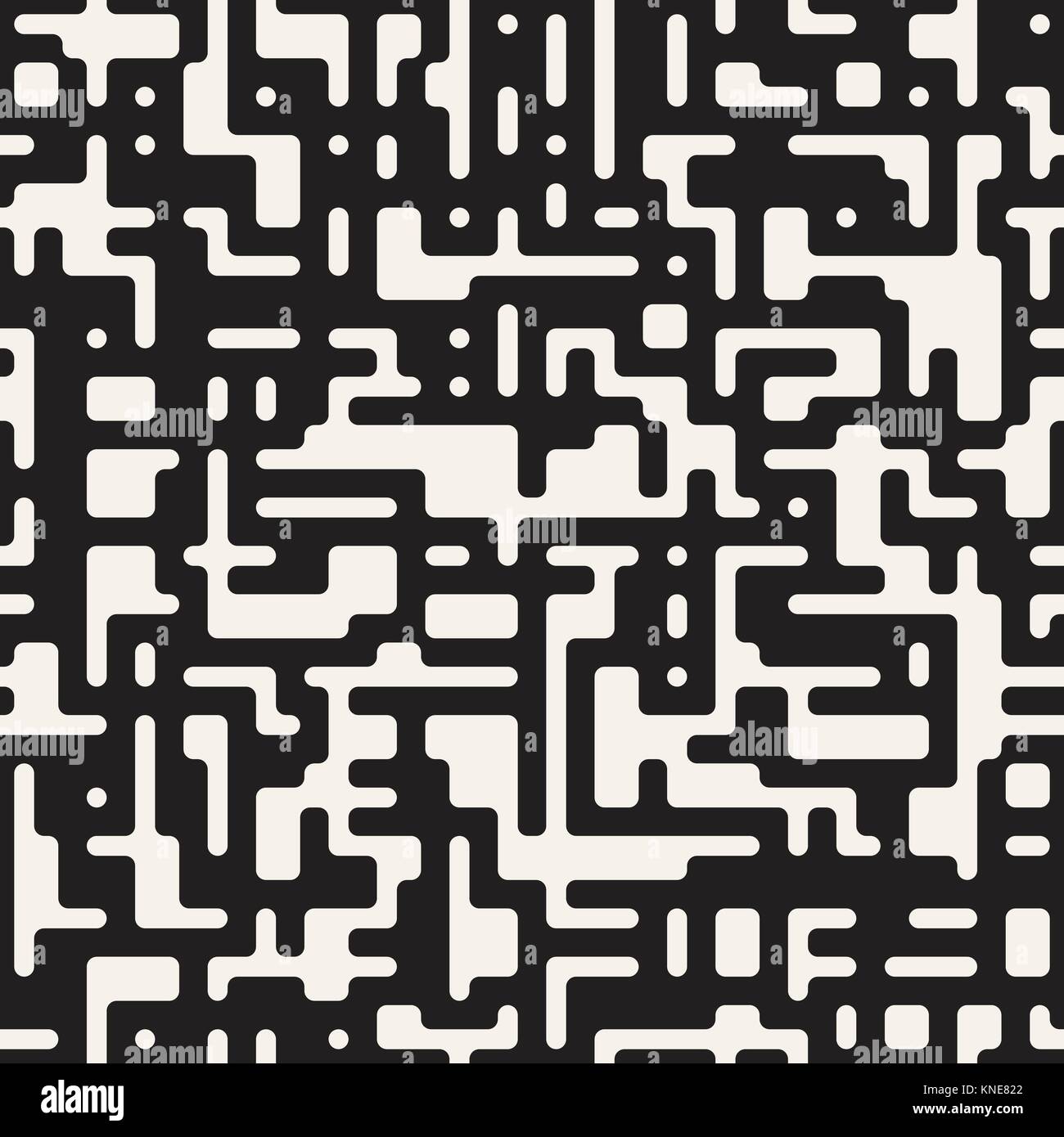 Irregular Tangled Shapes. Abstract Geometric Background Design. Vector Seamless Black and White ...