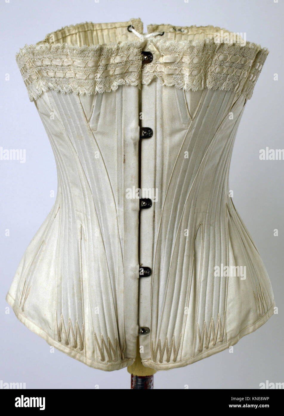 This corset, an example of period fashion, reflects the tailoring ...