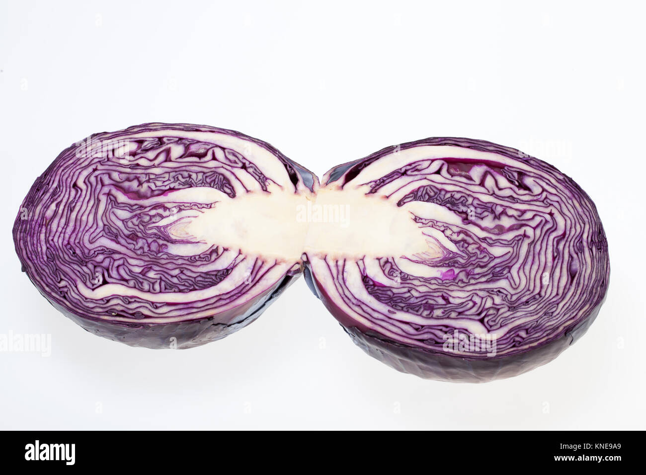 Red Cabbage cross section on White Background Stock Photo - Alamy