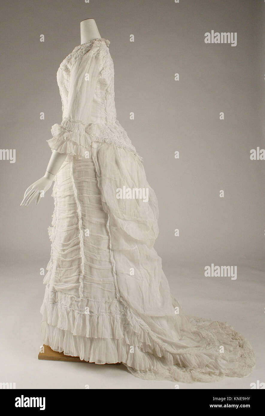 A historical dress, reflecting the fashion and textile techniques of ...