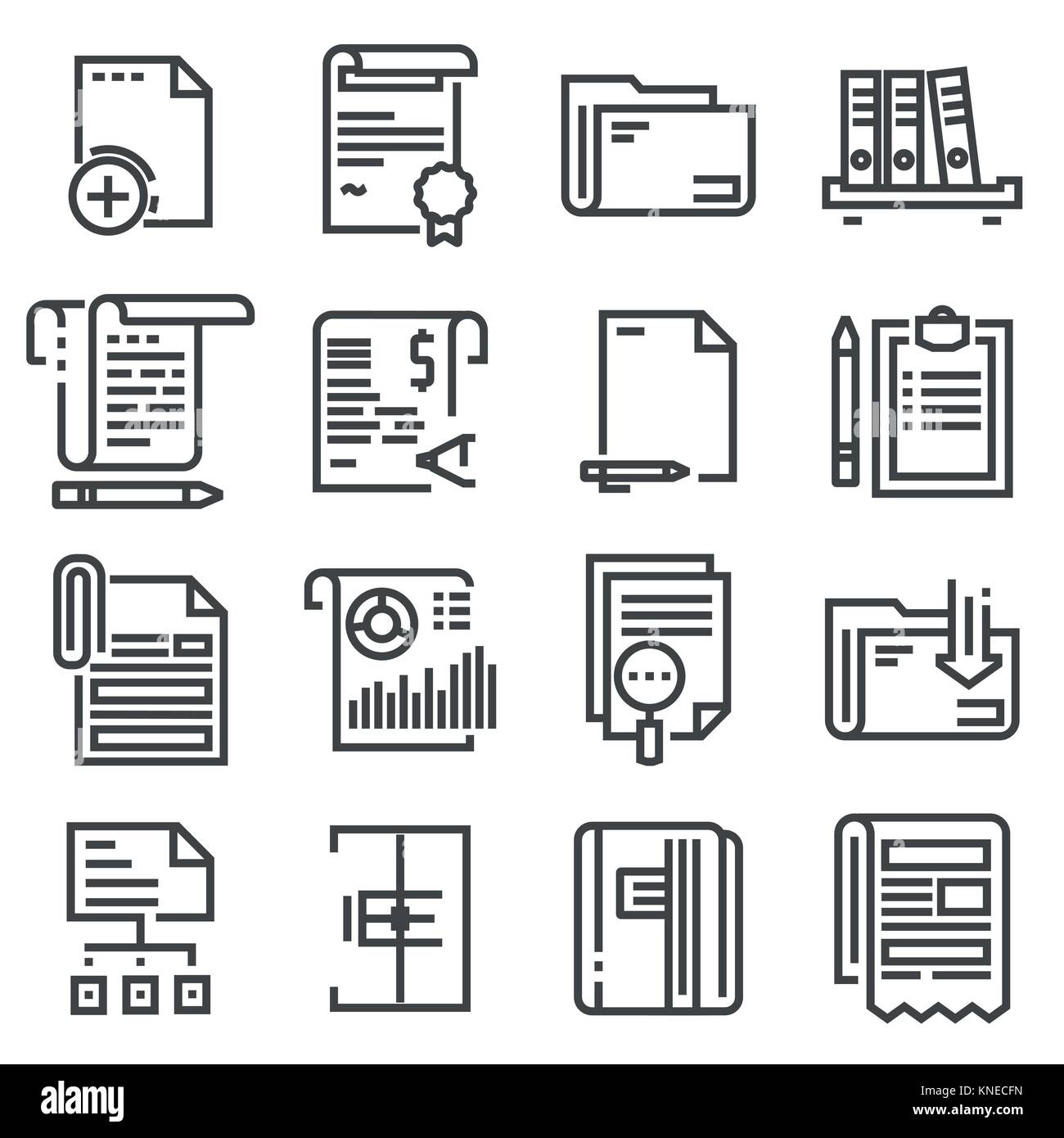Vector line documents icons set Stock Vector Image & Art - Alamy