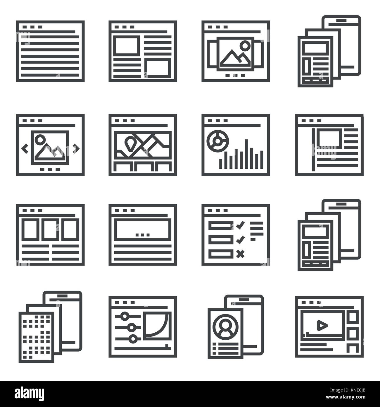 Mobile Screens User Interface Kit. Site Screens Interface icons set ...