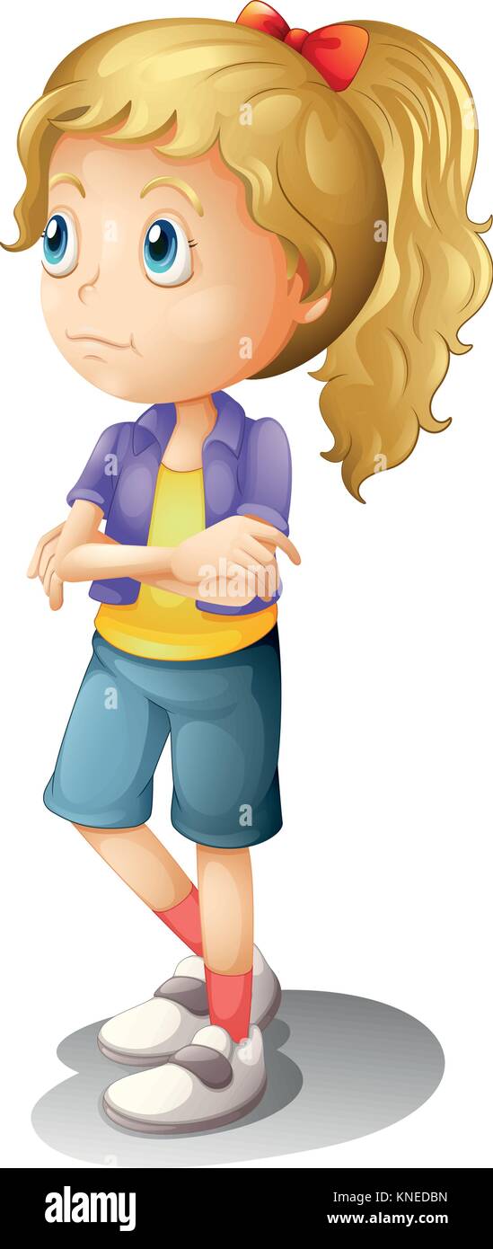 Illustration of a thinking girl on a white background Stock Vector ...