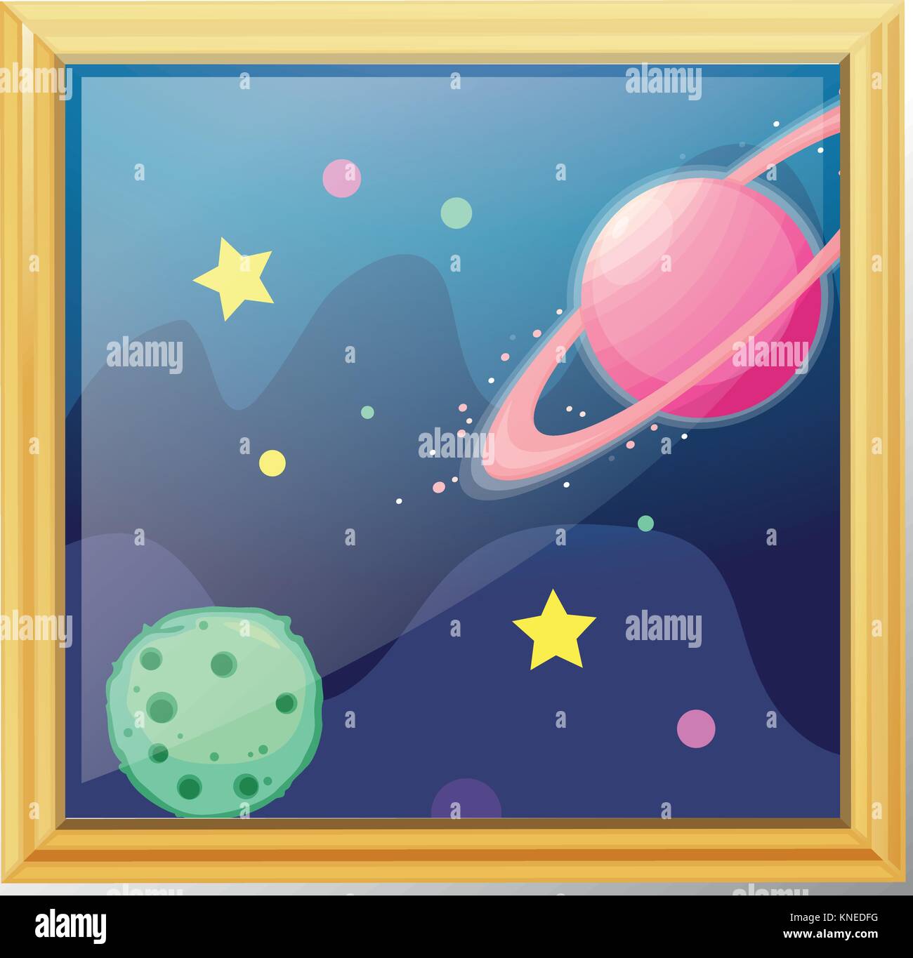 Illustration of a framed picture of the space on a white background ...