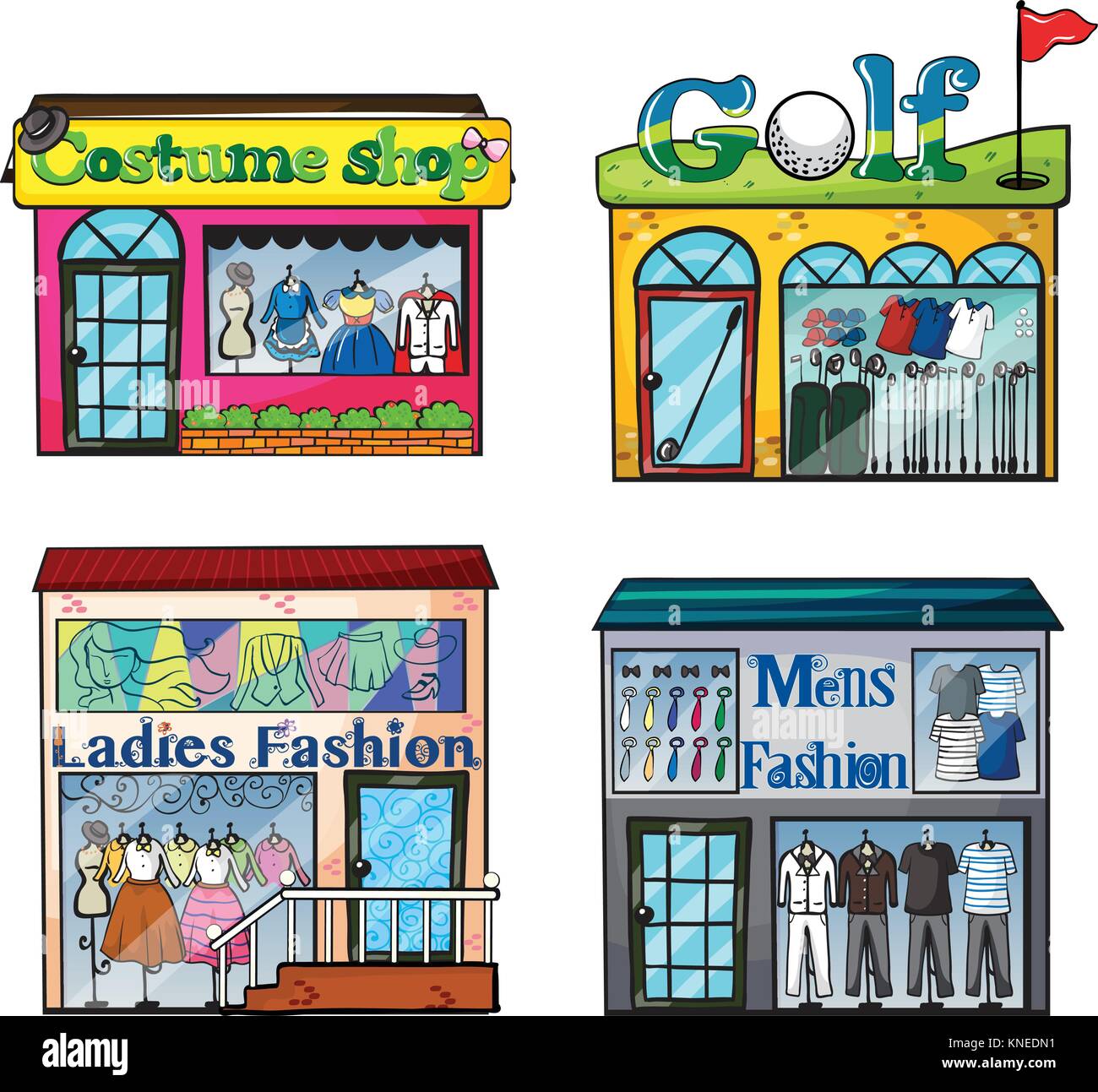 Illustration of a set of shops Stock Vector Image & Art - Alamy