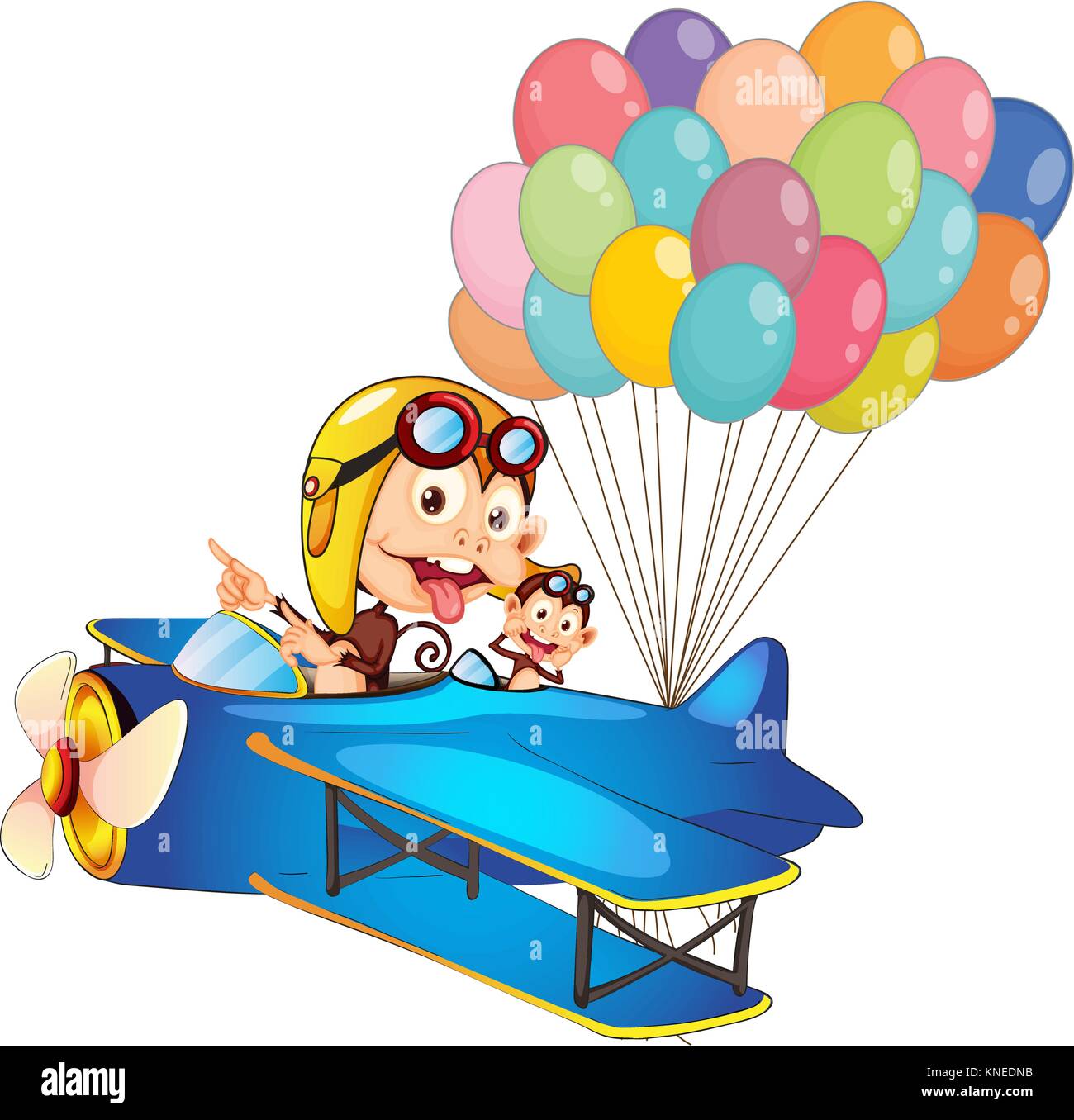 Illustration of monkeys in airplane on a white background Stock Vector ...