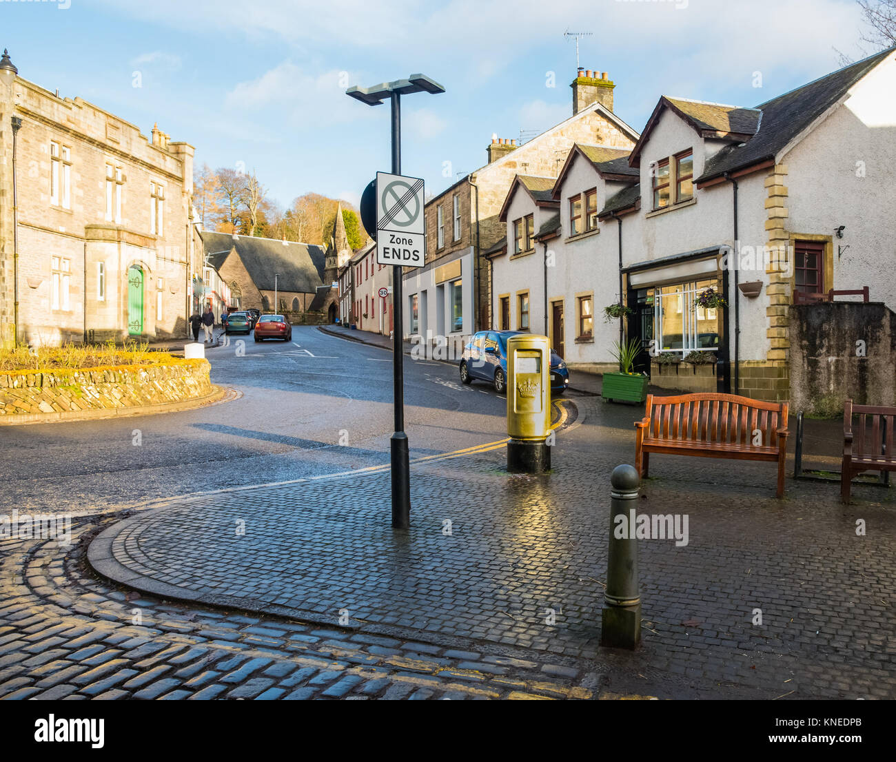 Dunblane,Scotland,UK-December 04,2017: Dunblane town centre and the ...