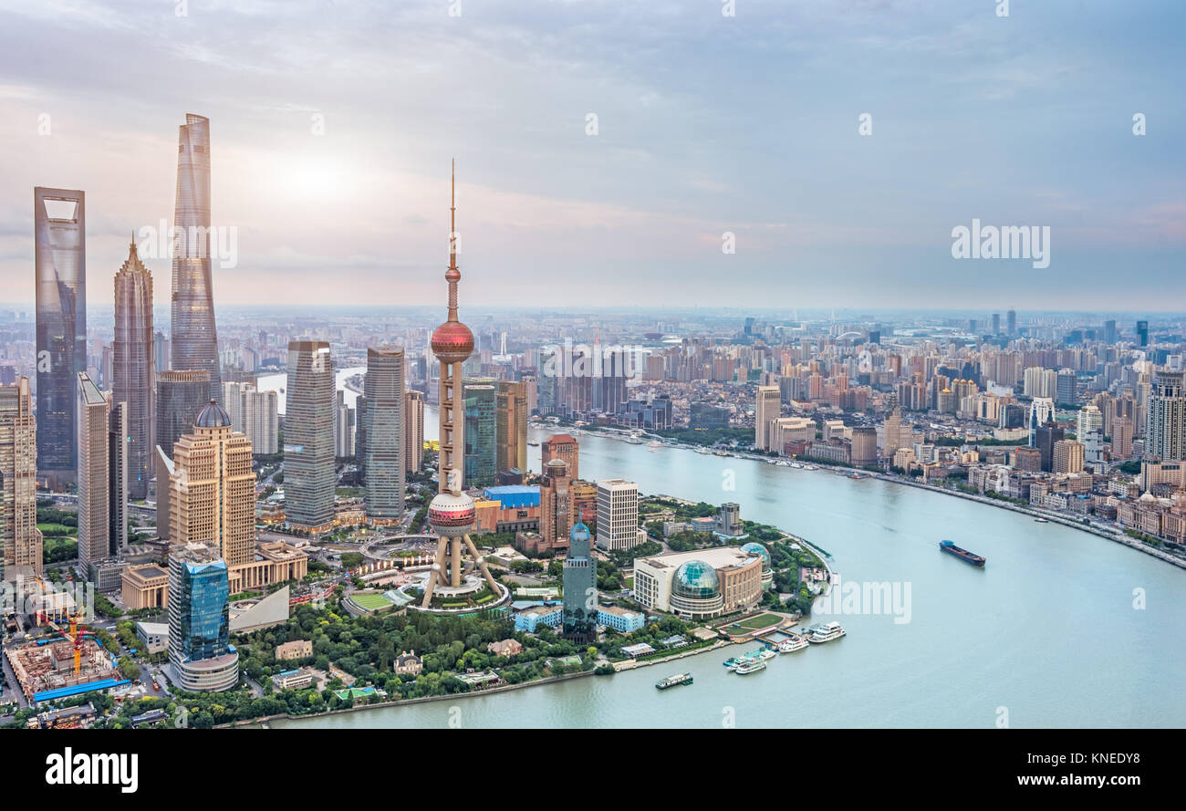 Aerial view of Shanghai skyline of China Stock Photo - Alamy