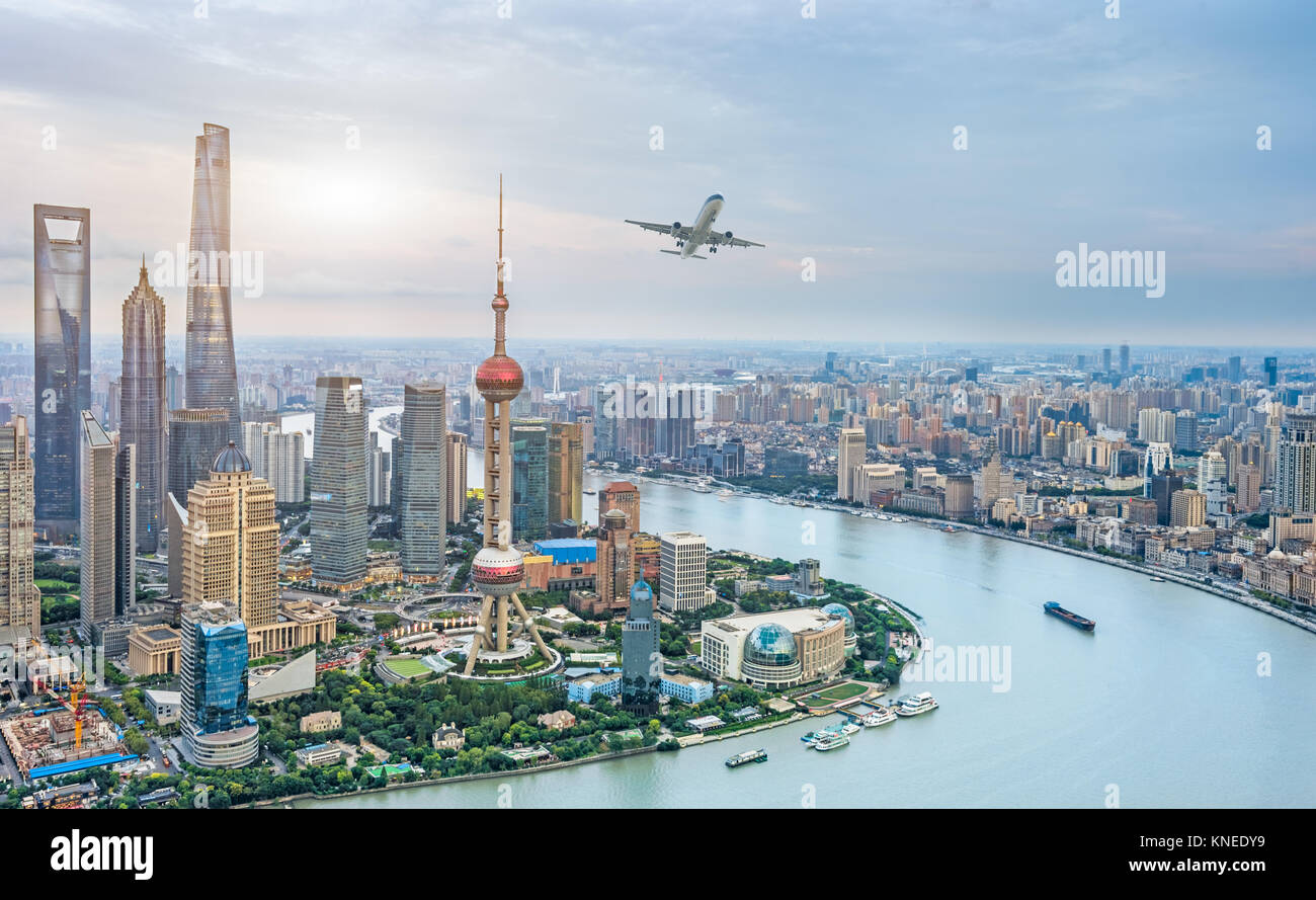 Aerial view of Shanghai skyline of China Stock Photo - Alamy