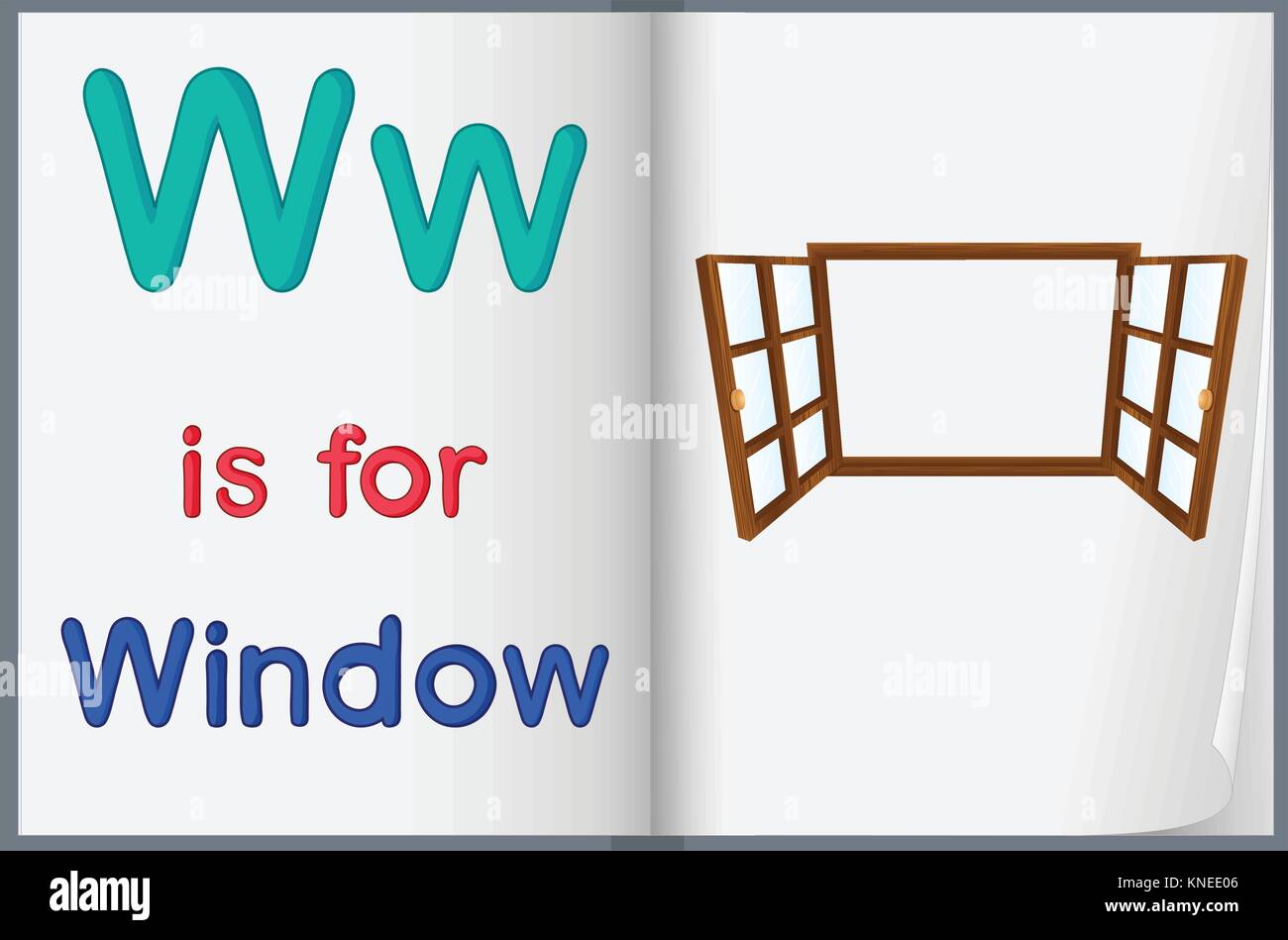 illustration of drawing of window on a book on a white background Stock ...