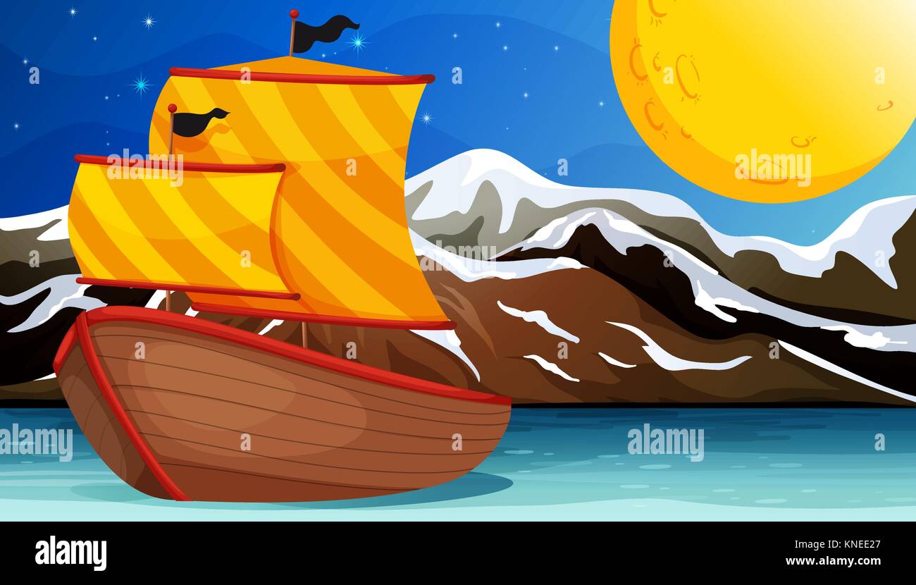 Illustration of a boat with two flags Stock Vector Image & Art - Alamy
