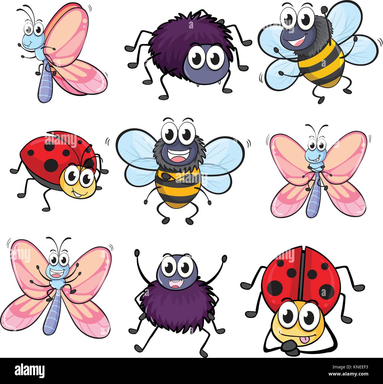 Illustration of colorful insects on a white background Stock Vector ...