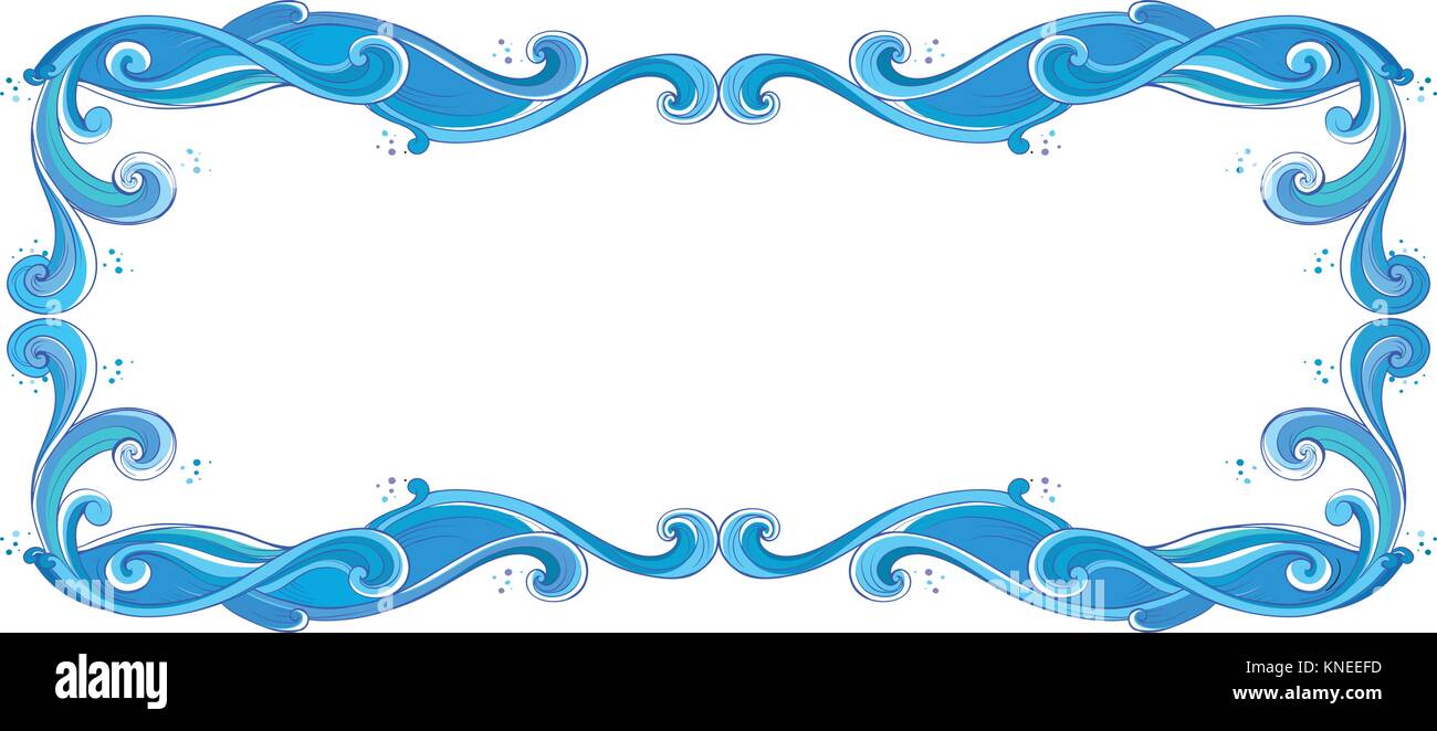 Illustration of a blue unique border on a white background Stock Vector ...