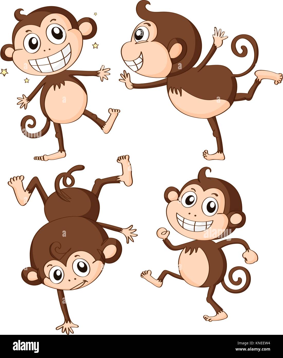 Illustration of four monkeys on a white background Stock Vector Image ...