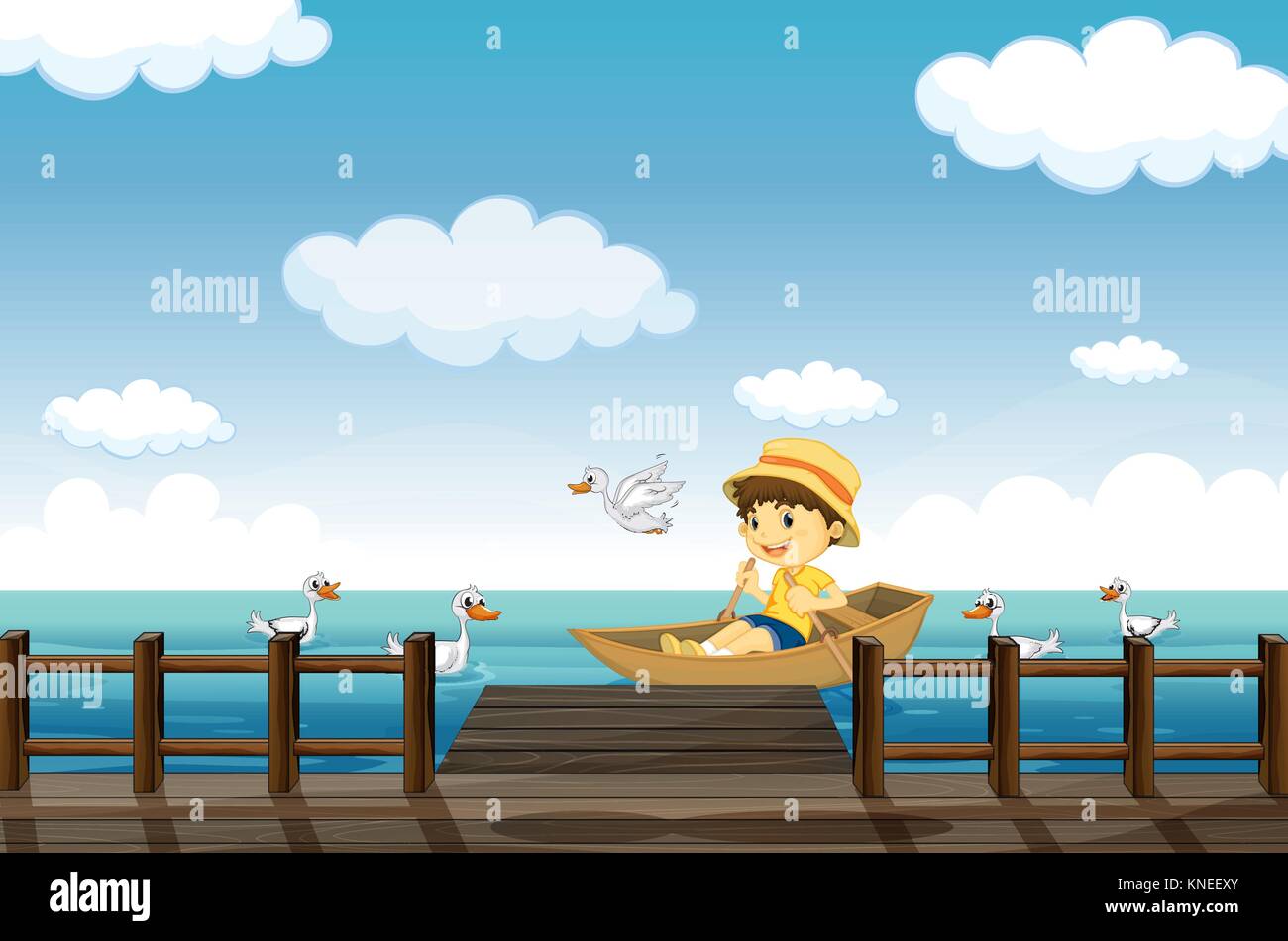 Illustration of a young boy boating Stock Vector Image & Art - Alamy