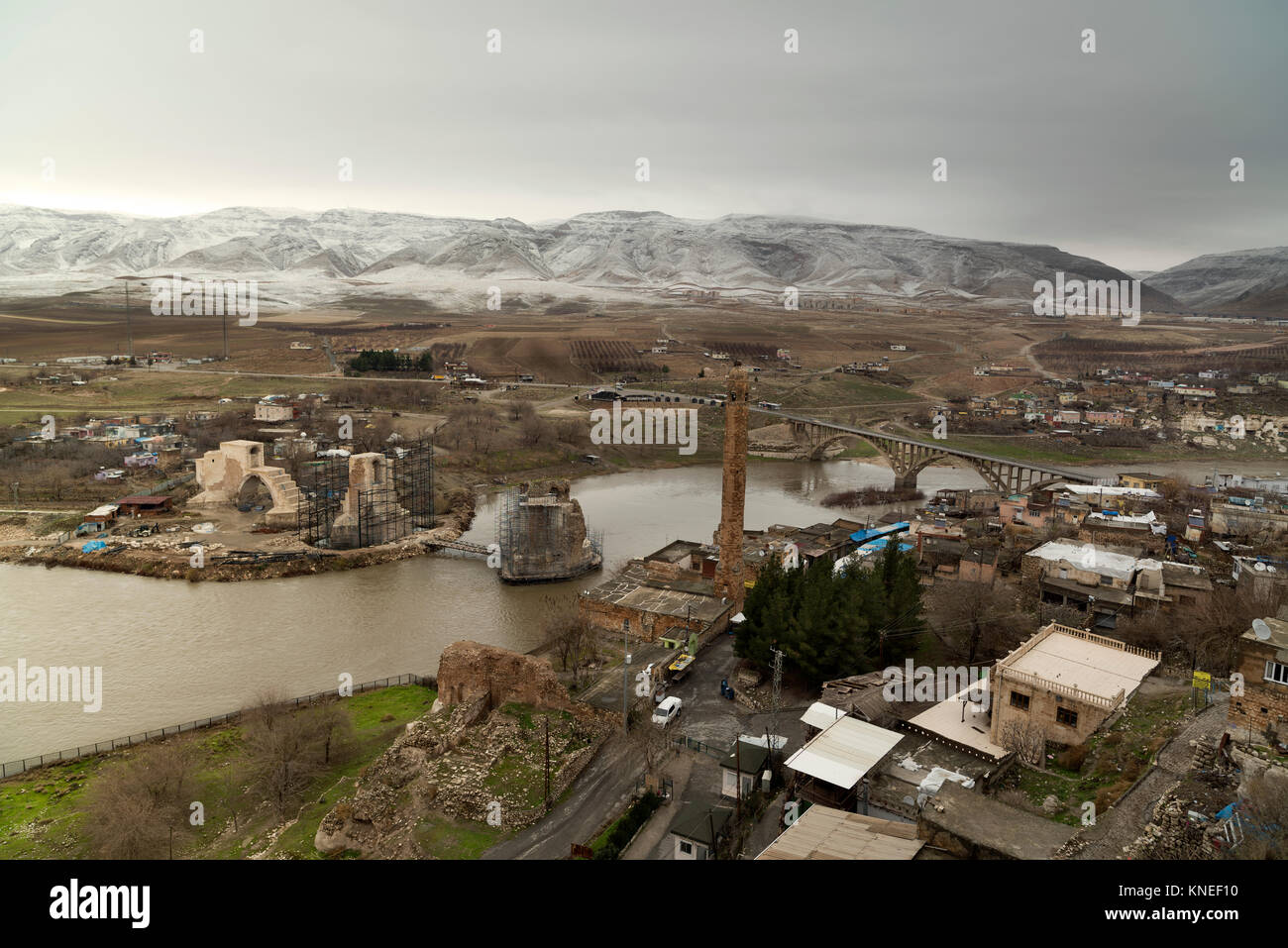 Remains of the ancient town of Hasankeyf on the River Tigris, in ...