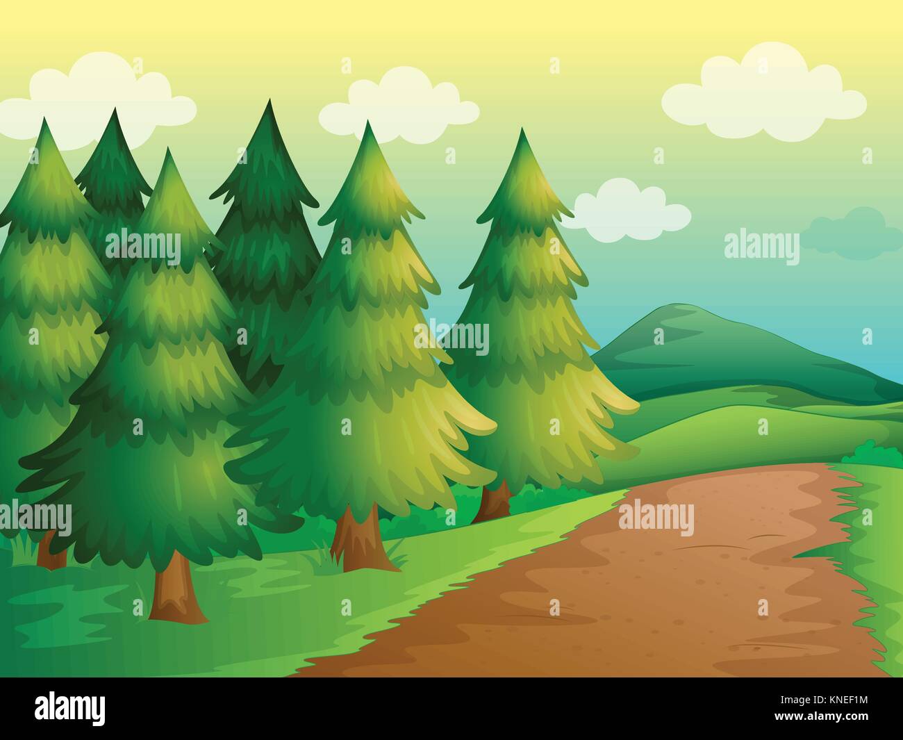 Illustration of a road in a beautiful nature Stock Vector Image & Art ...