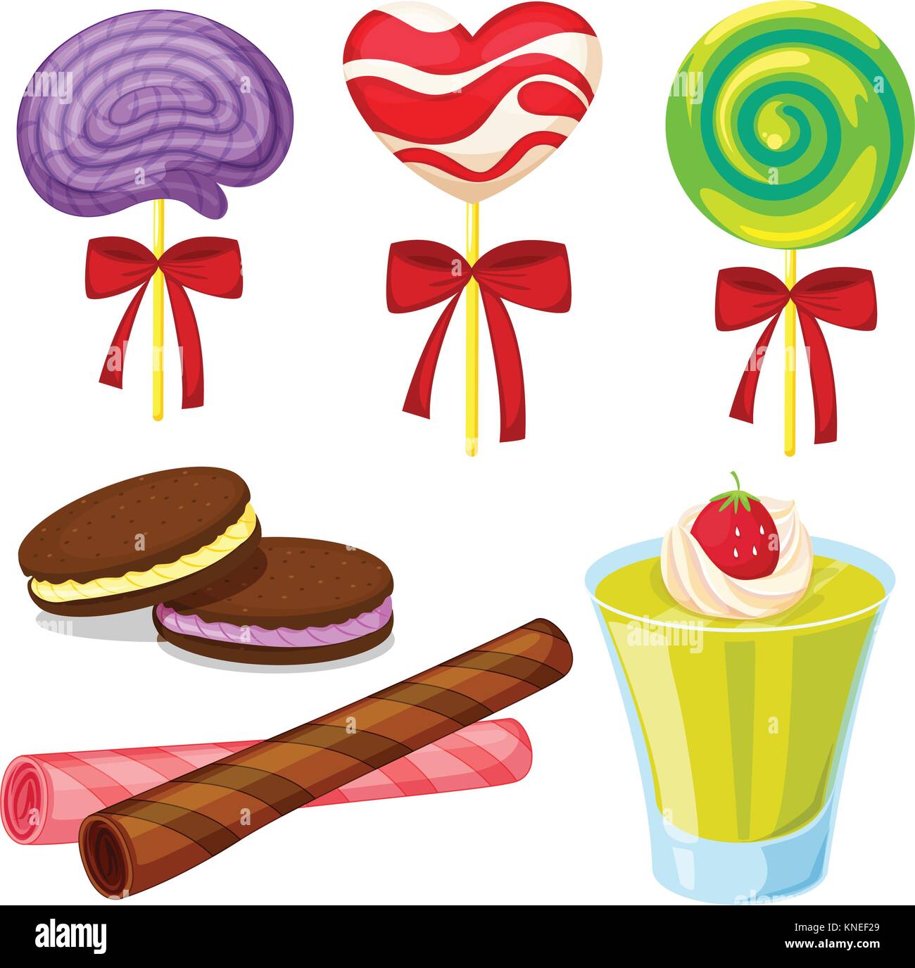 illustration of various sweets on a white background Stock Vector Image ...