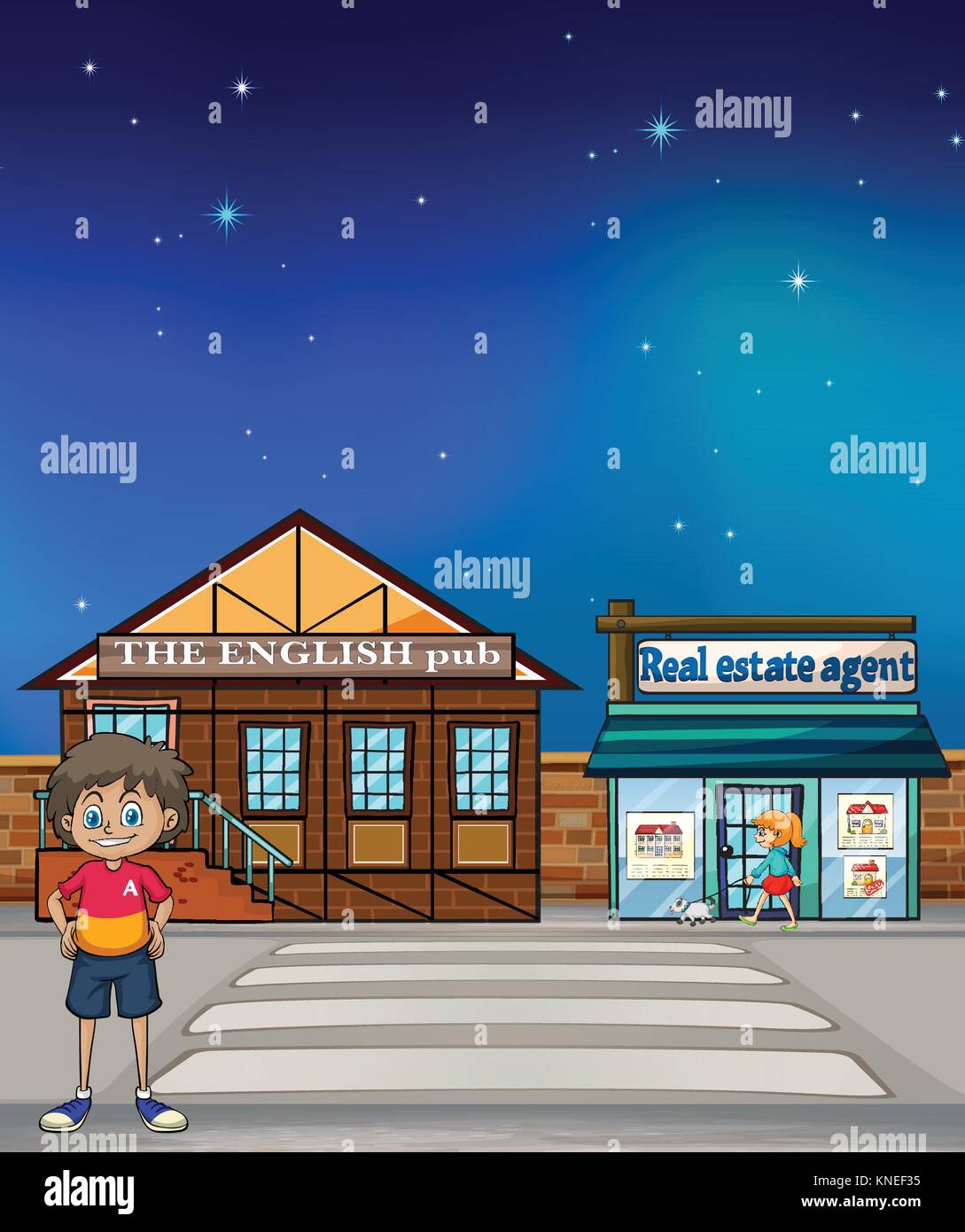 Illustration of a boy standing in the street Stock Vector Image & Art ...