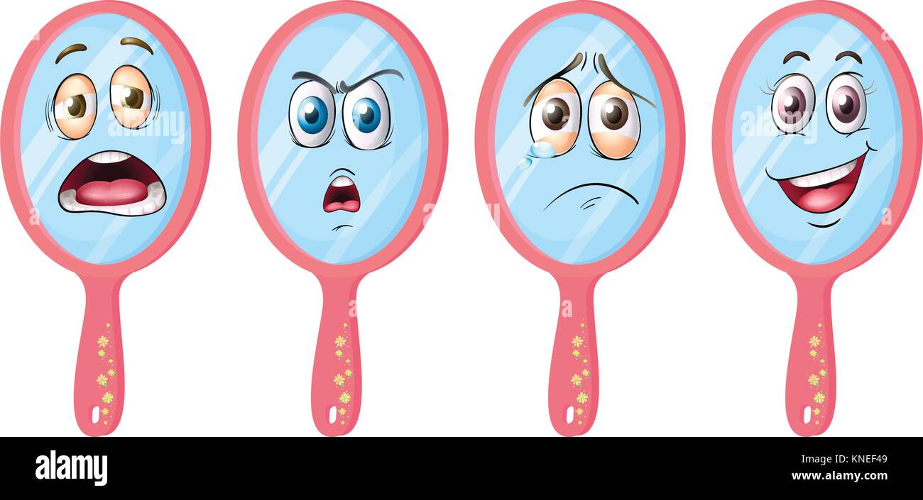 illustration of mirrors with face on a white background Stock Vector ...