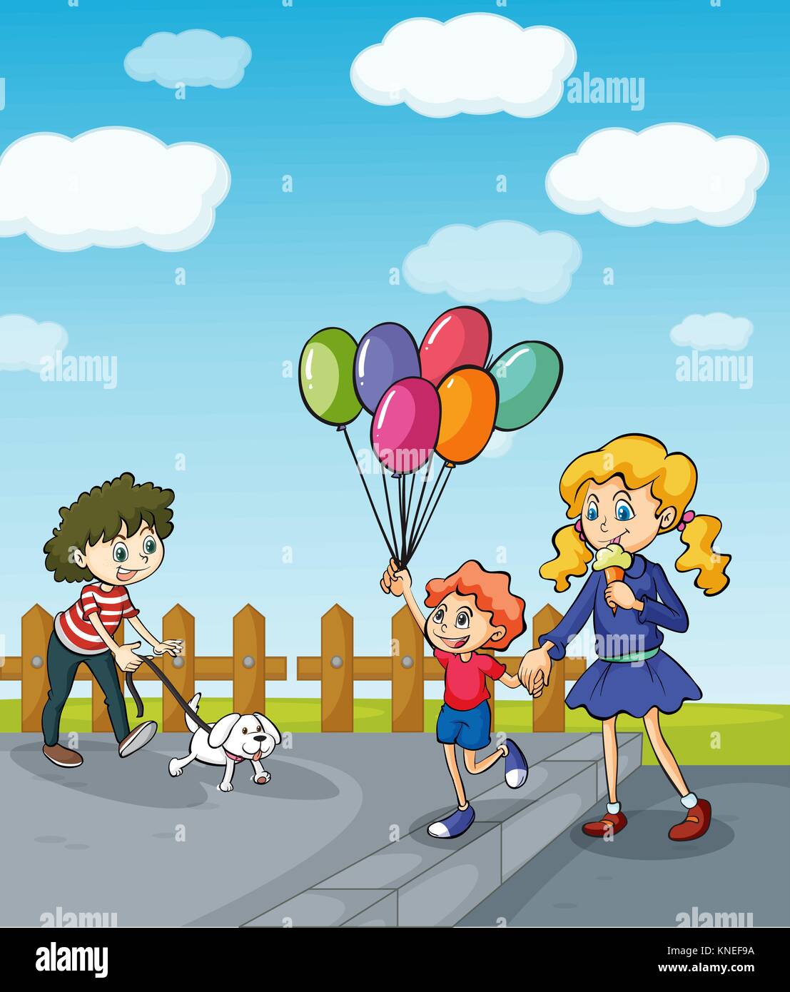Child walking in a wood Stock Vector Images - Alamy