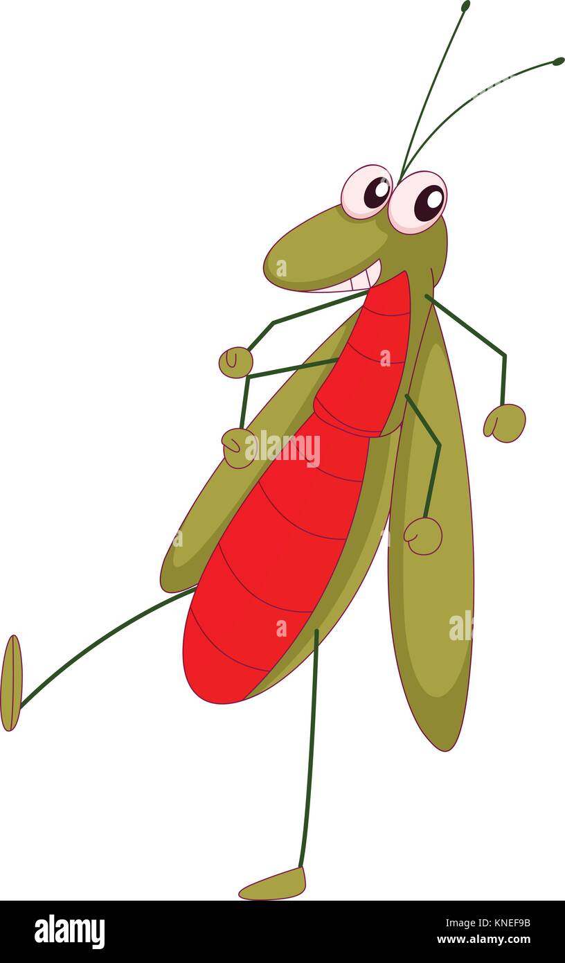 Illustration of a smiling grasshopper on a white background Stock ...
