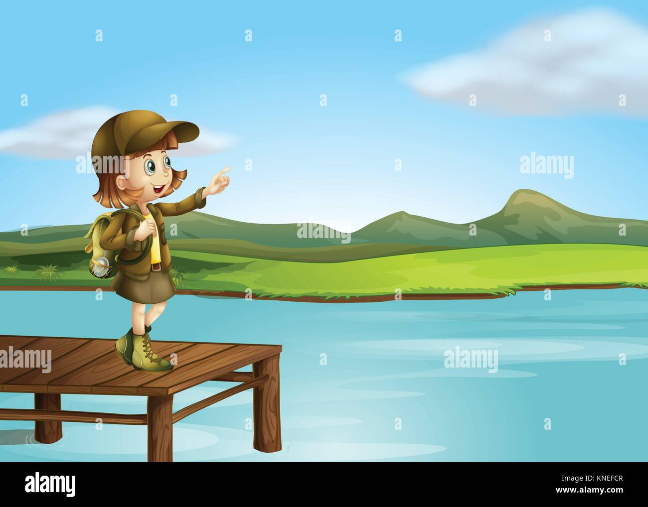 Cartoon illustration small wooden bridge hi-res stock photography and ...