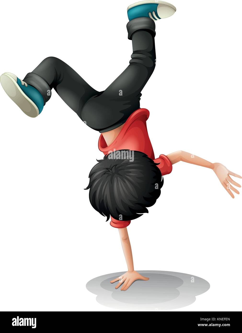 Illustration of a young boy balancing on a white background Stock ...