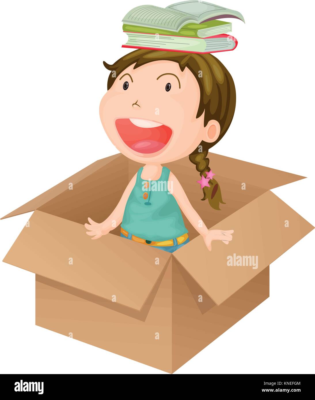 Illustration of a girl in a box on a white background Stock Vector ...