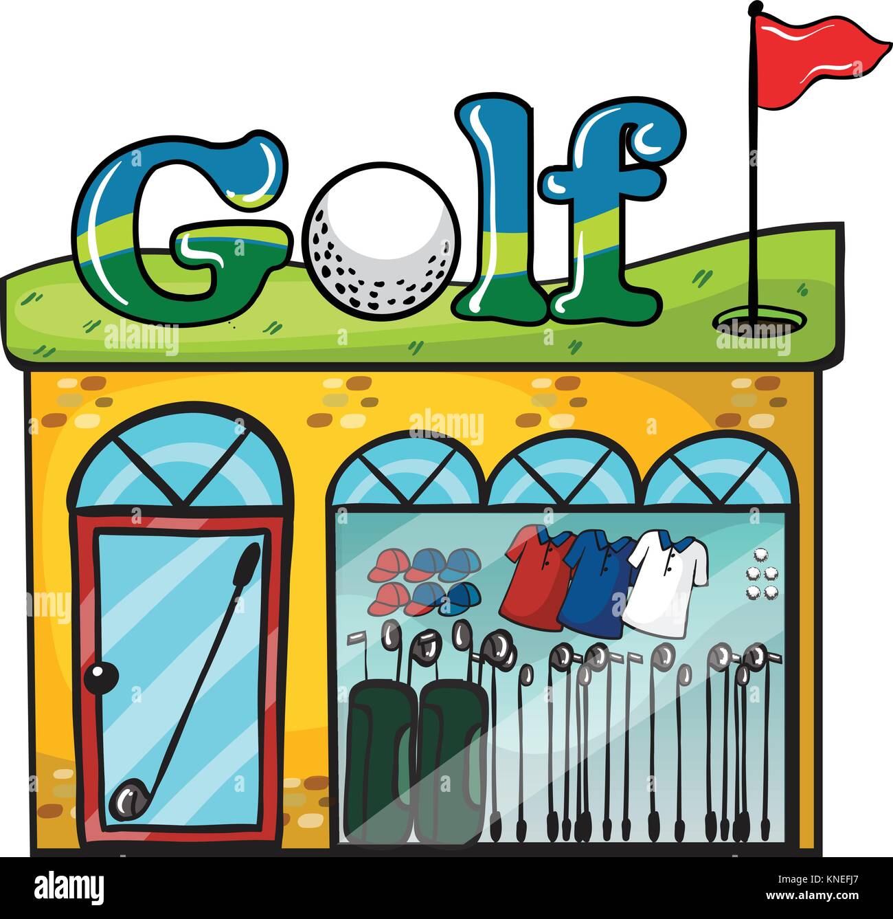 Illustration of Golf accessories store on white Stock Vector Image ...