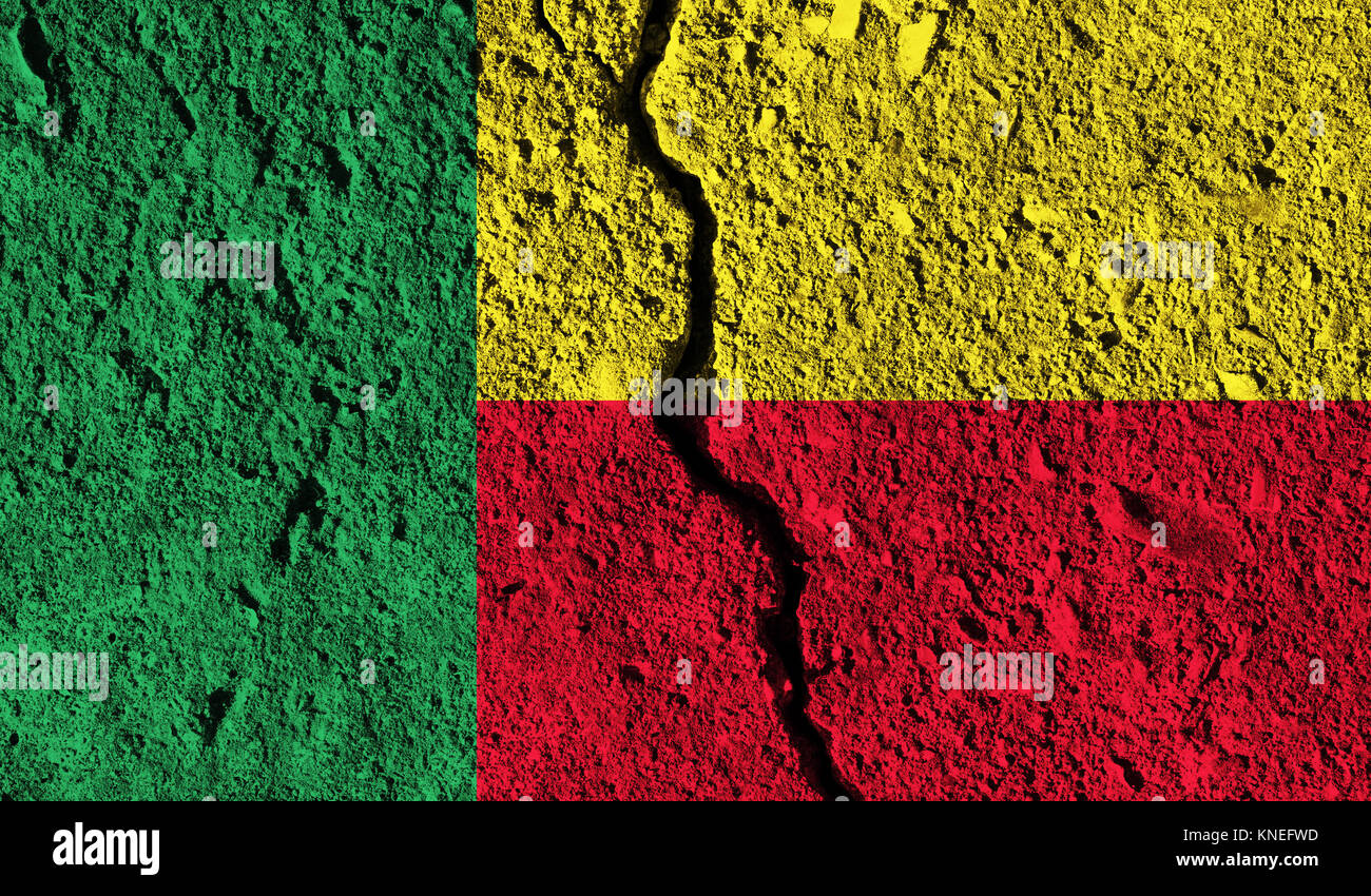 Benin flag with crack through the middle. Country divided concept Stock ...