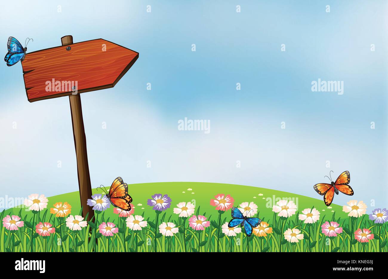 Illustration of an arrow signboard and the butterflies Stock Vector ...