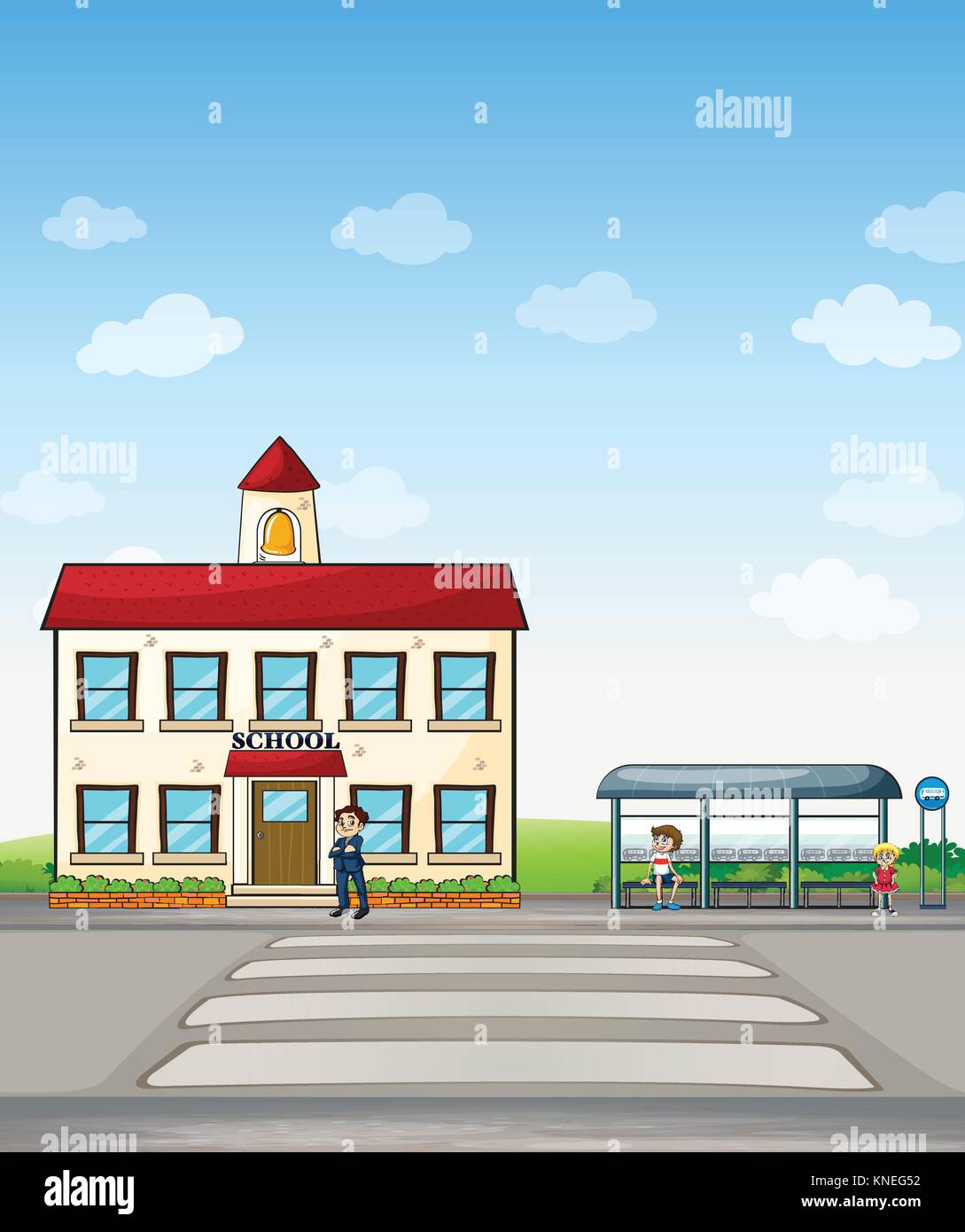 Passengers bus stop cartoon Stock Vector Images - Alamy