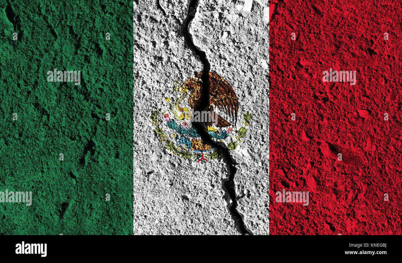 Mexico flag with crack through the middle. Country divided concept ...