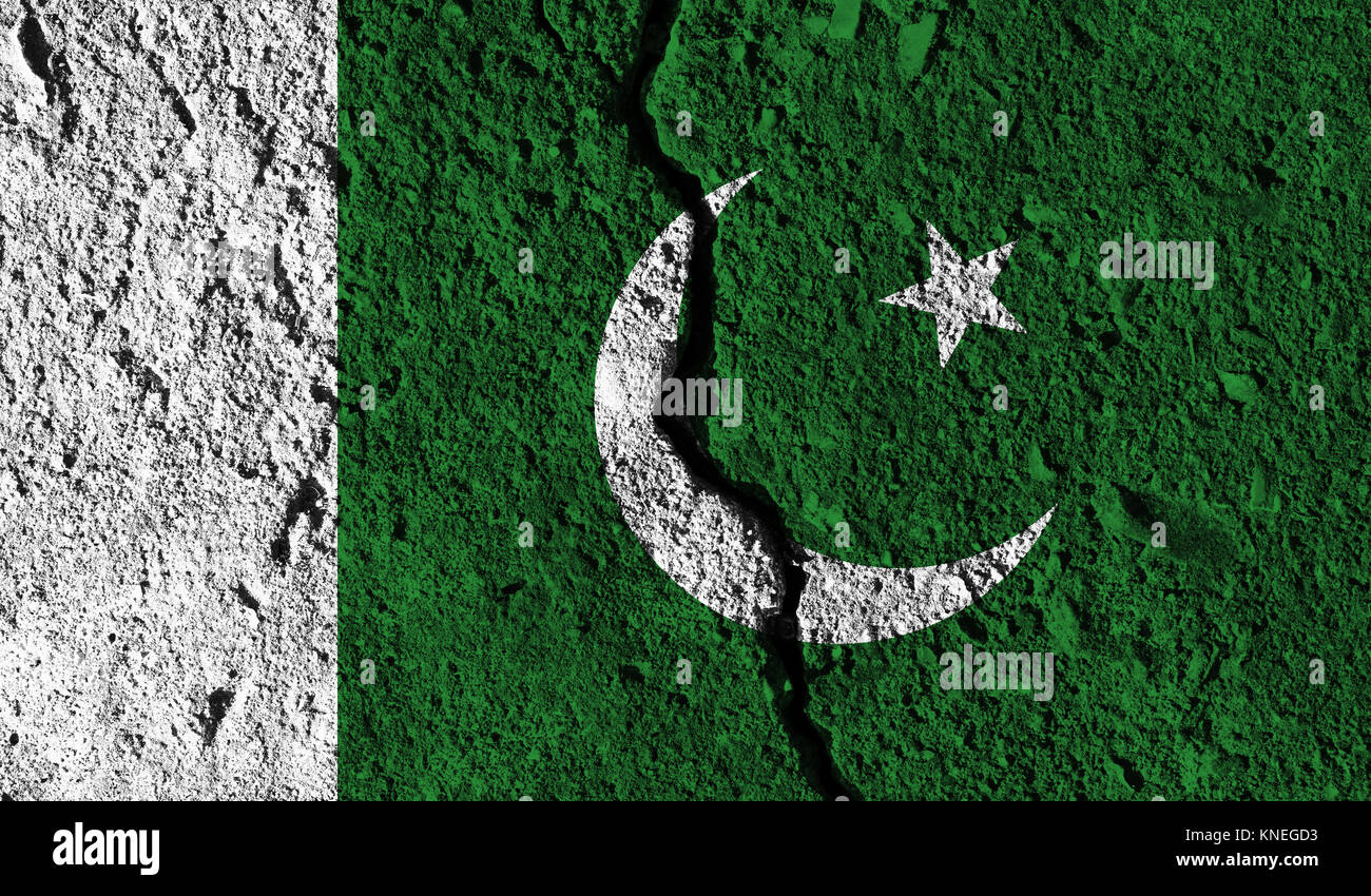 Pakistan flag with crack through the middle. Country divided concept ...